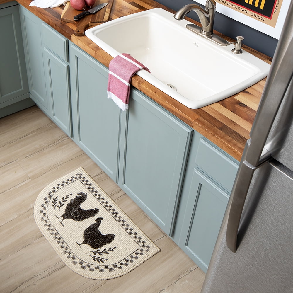 Mainstays Natures Trend Farm Animals Rooster Indoor Kitchen Rug, Black ...