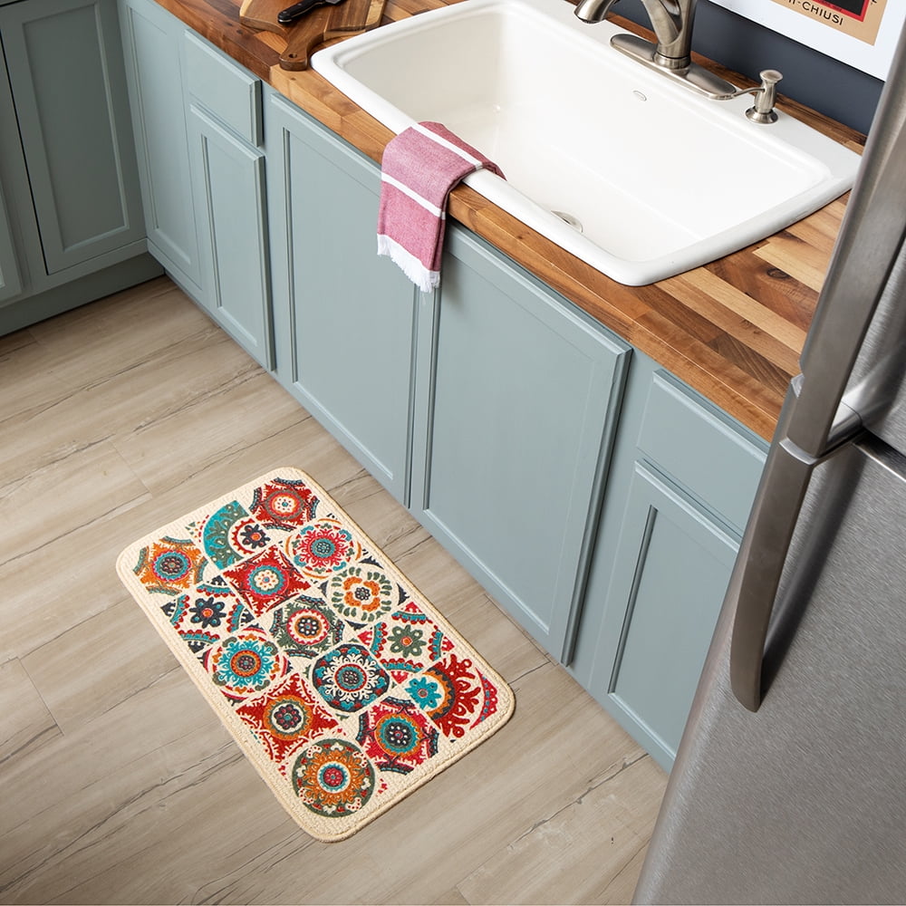 Mainstays Natures Trend Medallion Indoor Kitchen Rug, Multi-color, 18 ...