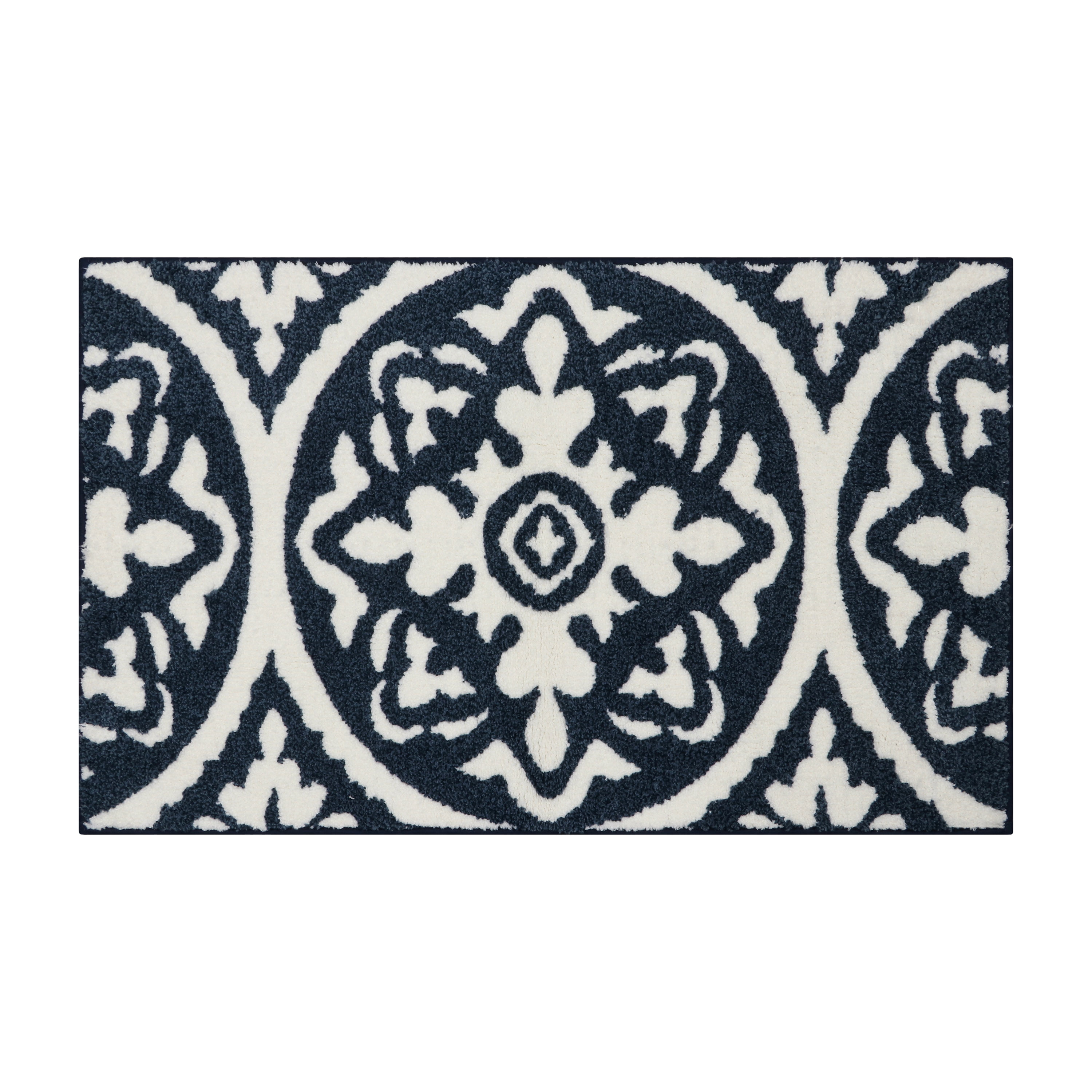 Mainstays Navy Medallion Plush Indoor Accent Rug, 20" x 34" - Walmart.com