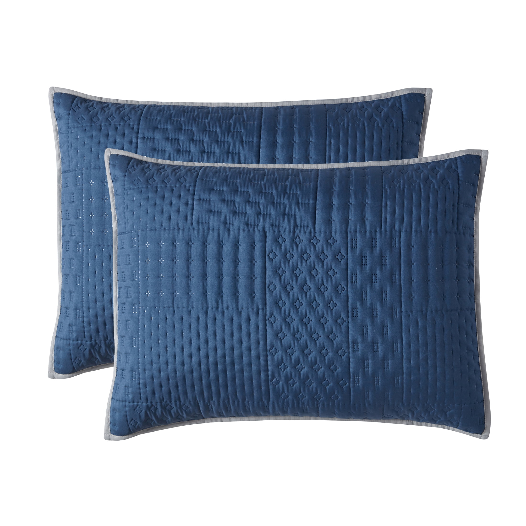 Mainstays Navy Patchwork Standard Pillow Shams 2-Pack - Walmart.com