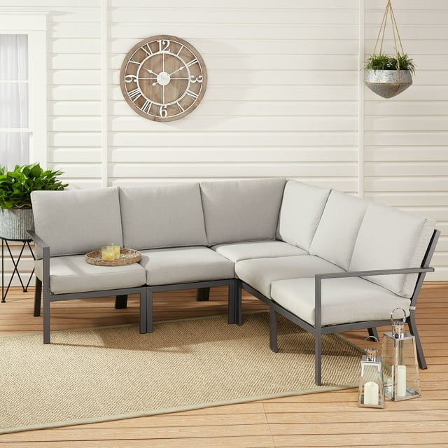 Mainstays Neste Ridge 5-Piece Patio Sectional Set with Gray Cushions ...