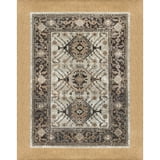 Mainstays Neutral Medallion Persian, Faux Layered, Indoor Area Rug, 7'6 ...