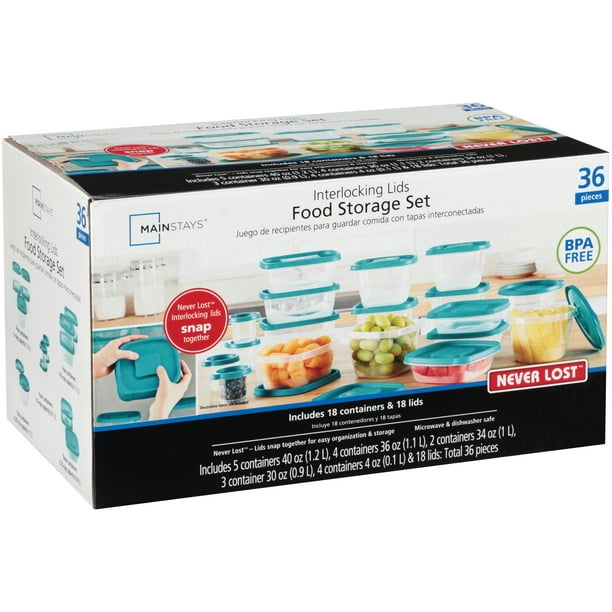 Mainstays Never Lost 36 Piece Food Storage Container Set - Walmart ...