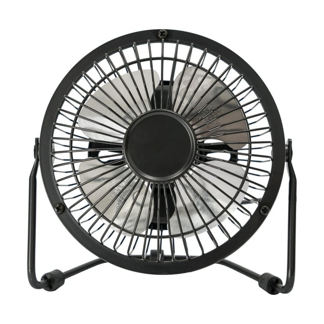 Mainstays New 4 inch Personal Metal USB Powered Desktop Fan Black ...