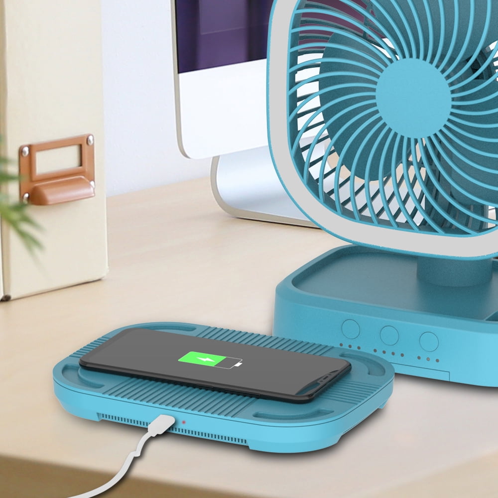 Mainstays New Rechargeable Personal USB Fan with Wireless Charging Pad ...
