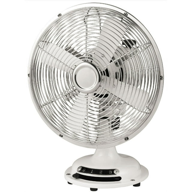Mainstays New Retro Metal 8 inch Oscillating Table Fan in White ...