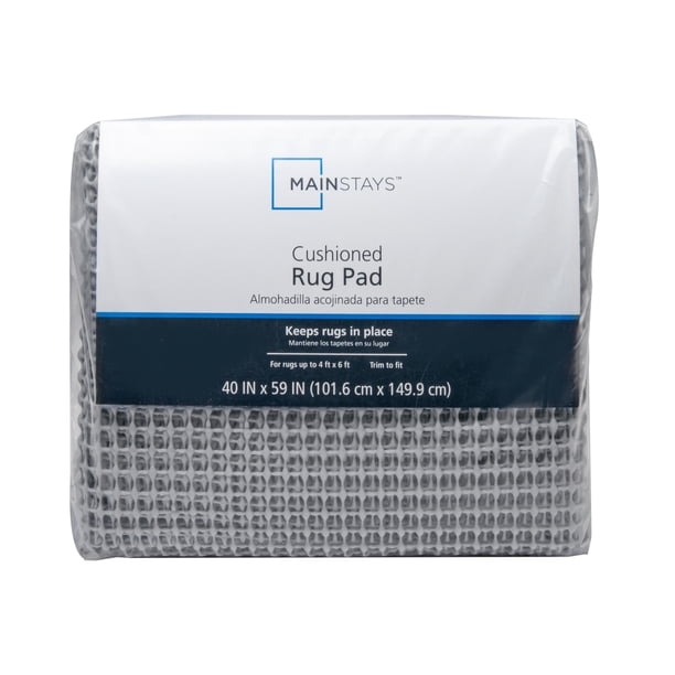 Mainstays Non-Skid, Non-Slip, PVC-coated polyester Rug Pad Gray, 4' x6 ...