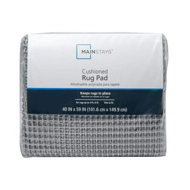 Mainstays Non-Skid, Non-Slip, PVC-coated polyester Rug Pad Gray, 4' x6 ...