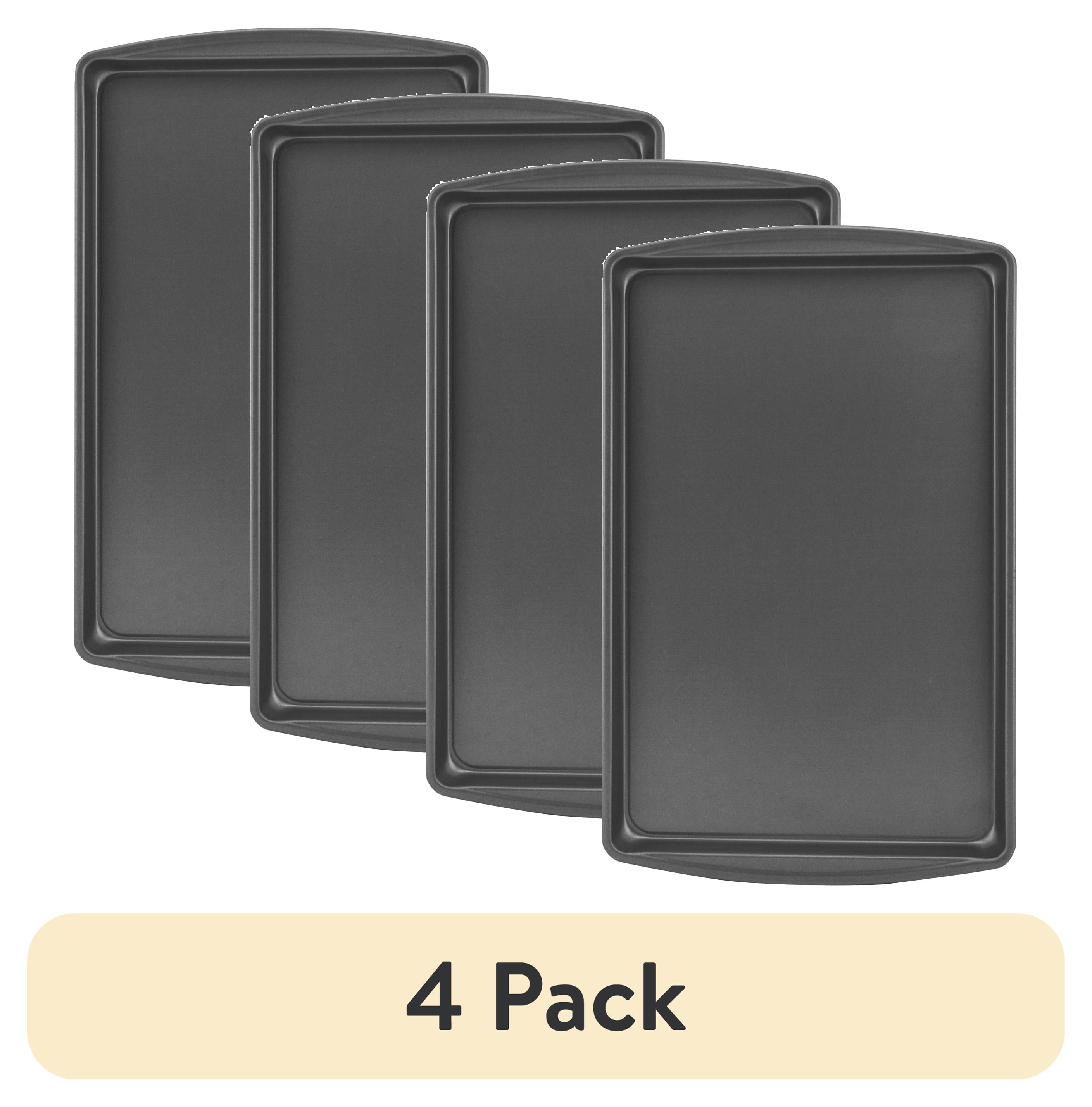 (4 pack) Mainstays Nonstick 15" x 10.3" x 0.7" Medium Cookie Pan, Gray ...