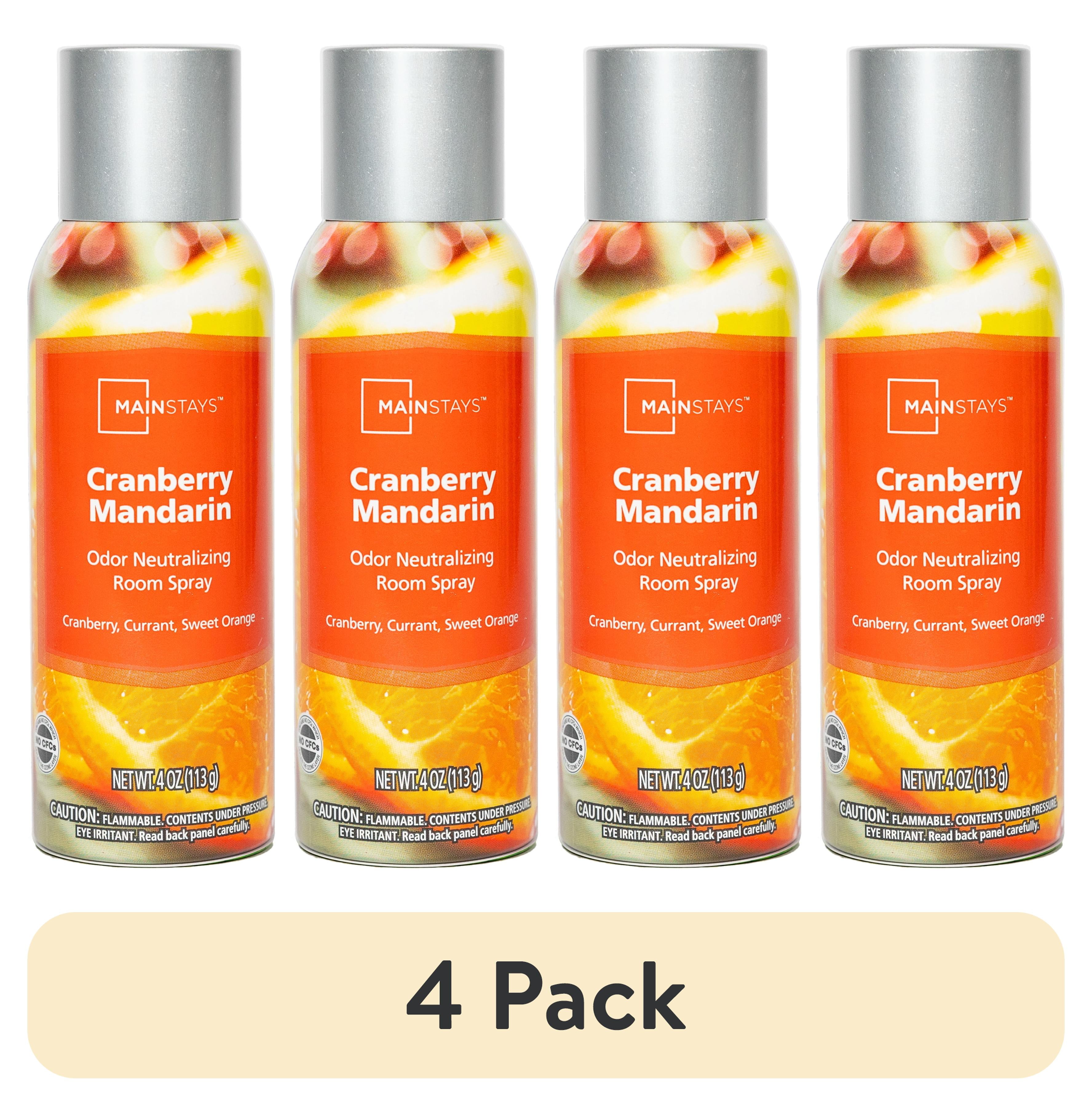 (4 pack) Mainstays Odor Neutralizing Room Spray, Cranberry Mandarin Air ...