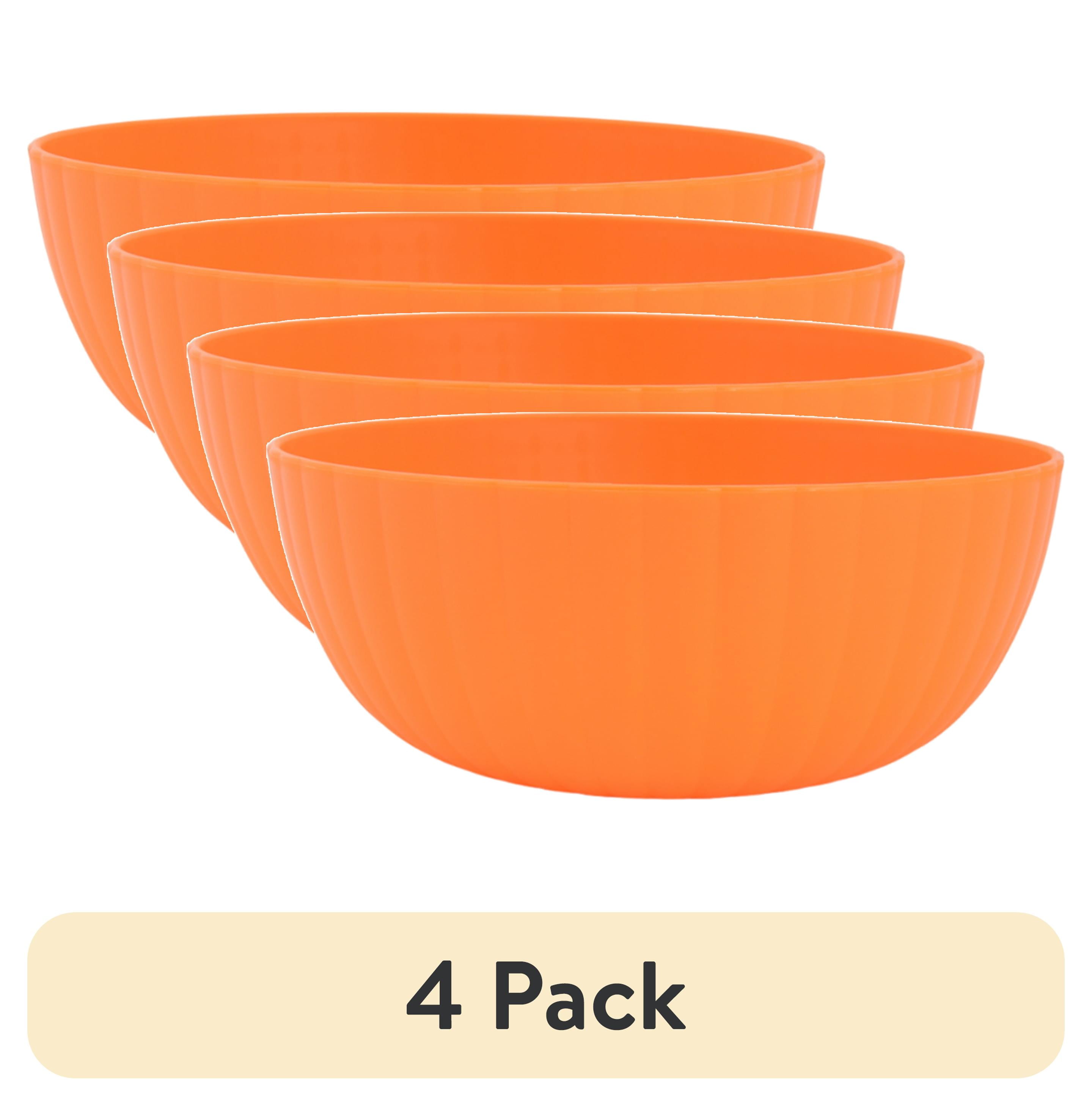 Mainstays 4 Pack Orange Round Plastic Bowl 38-Ounce Durable Reusable ...