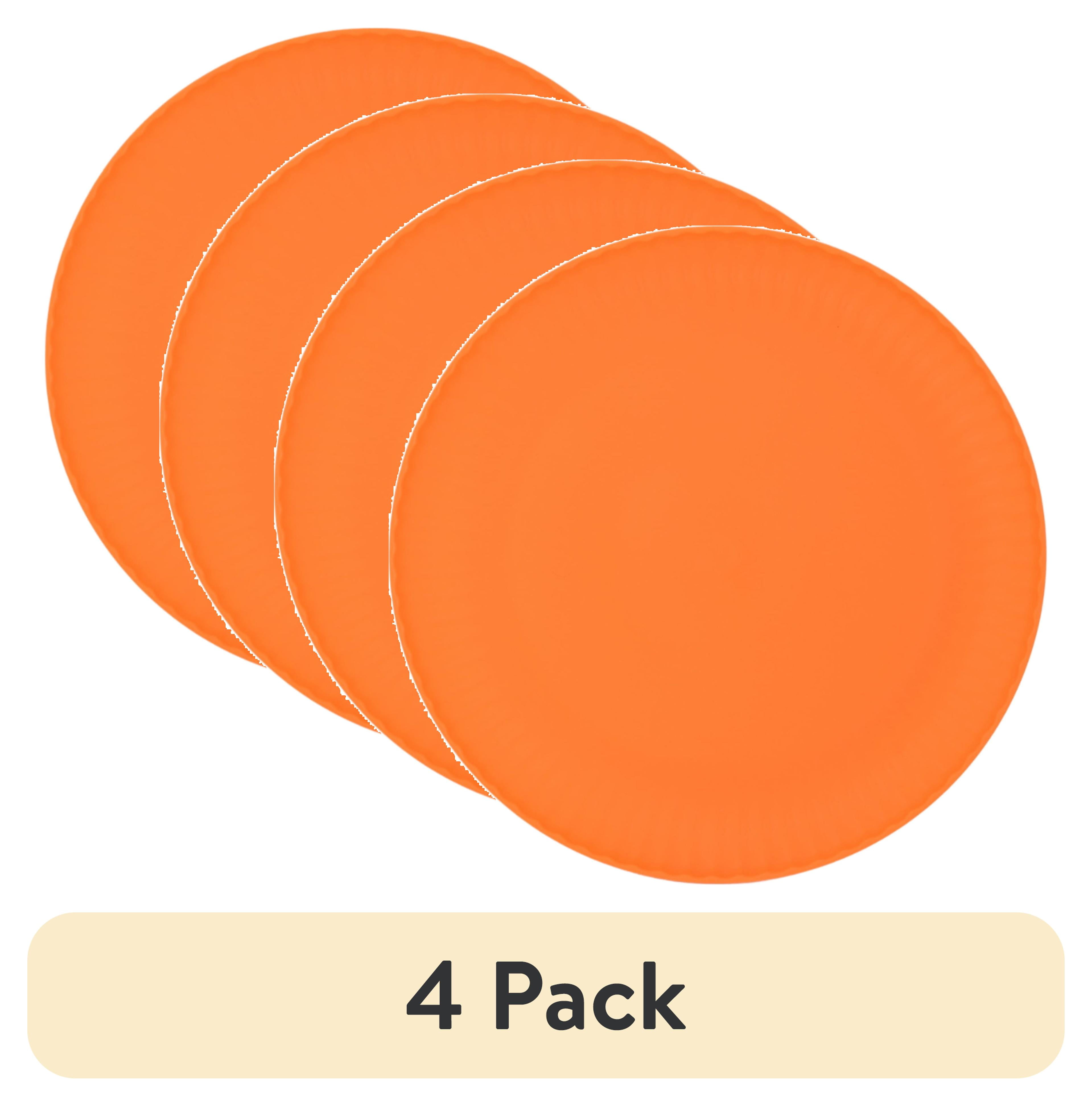 (4 pack) Mainstays - Orange Round Plastic Plate, Ribbed, 10.5 inch ...