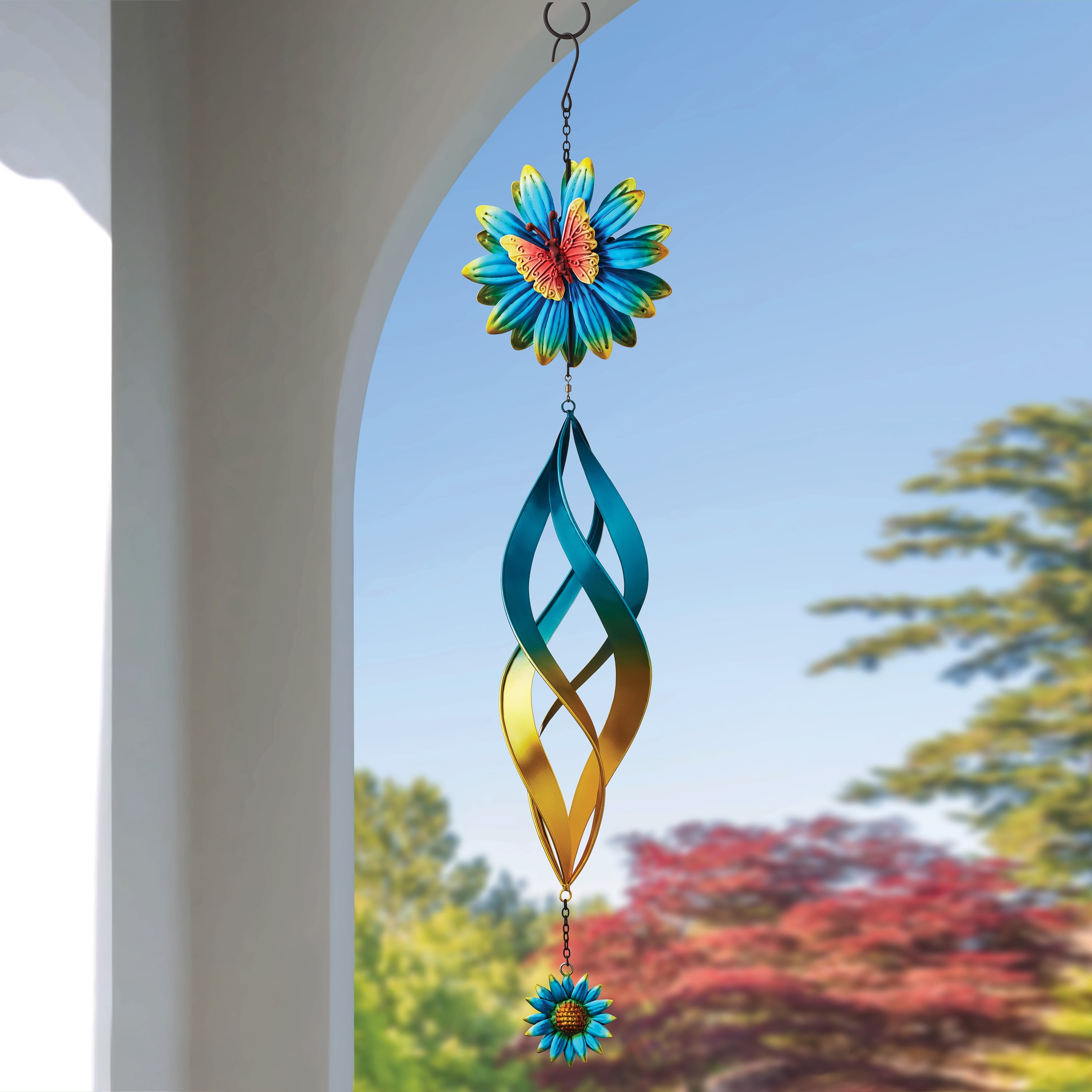 Mainstays Outdoor 31"H Butterfly and Flower Metal Kinetic Spinner ...
