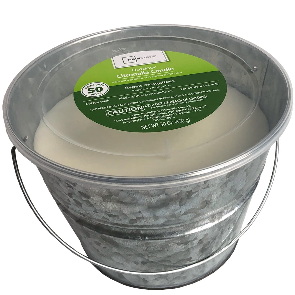 Mainstays Outdoor Citronella Bucket Candle, 30oz, Multiple Colors ...