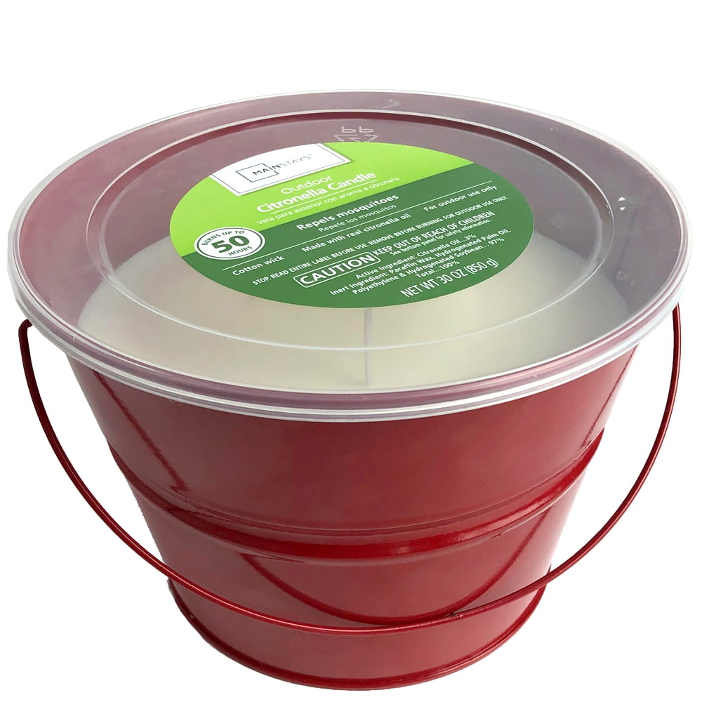 Mainstays Outdoor Citronella Bucket Candle, 30oz, Multiple Colors ...