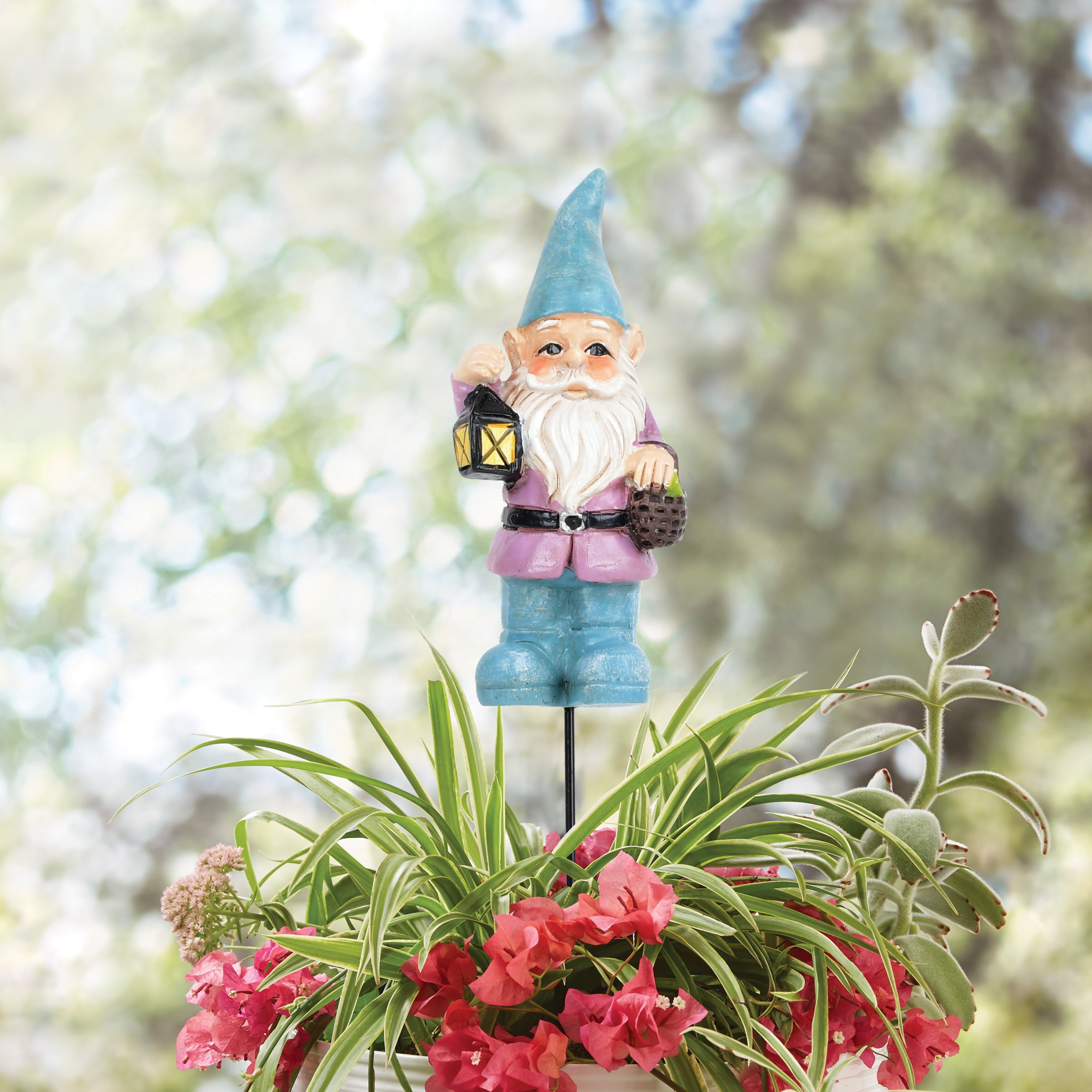 Mainstays Outdoor Mini Gnome Lantern Garden Stake - Walmart.com