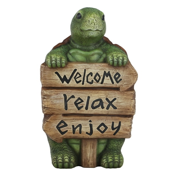 Mainstays Outdoor Welcome Relax Enjoy Turtle Garden Statue - Walmart ...