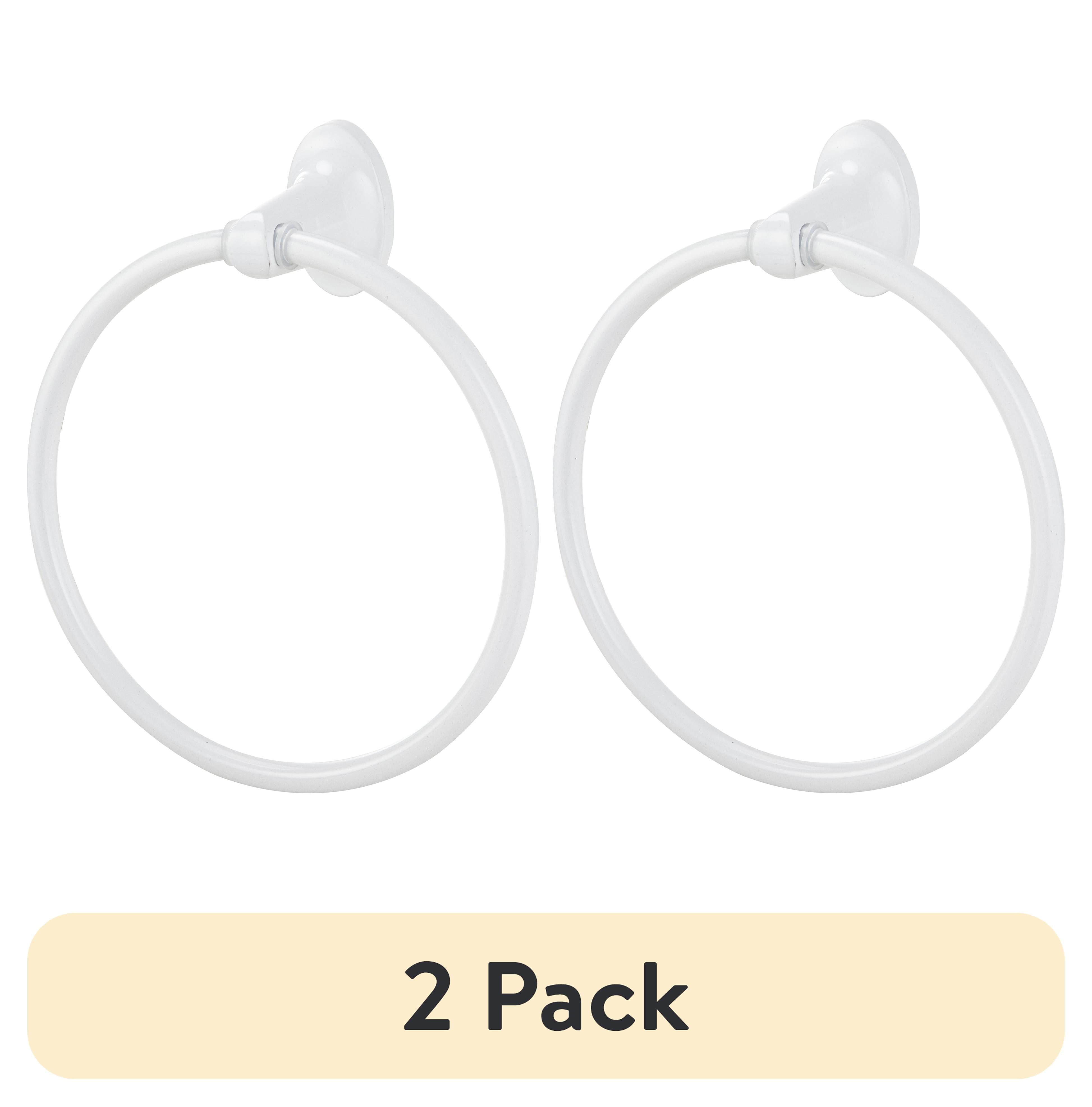 (2 pack) Mainstays Oval Style Steel Wall Mount Towel Holder Ring, White ...
