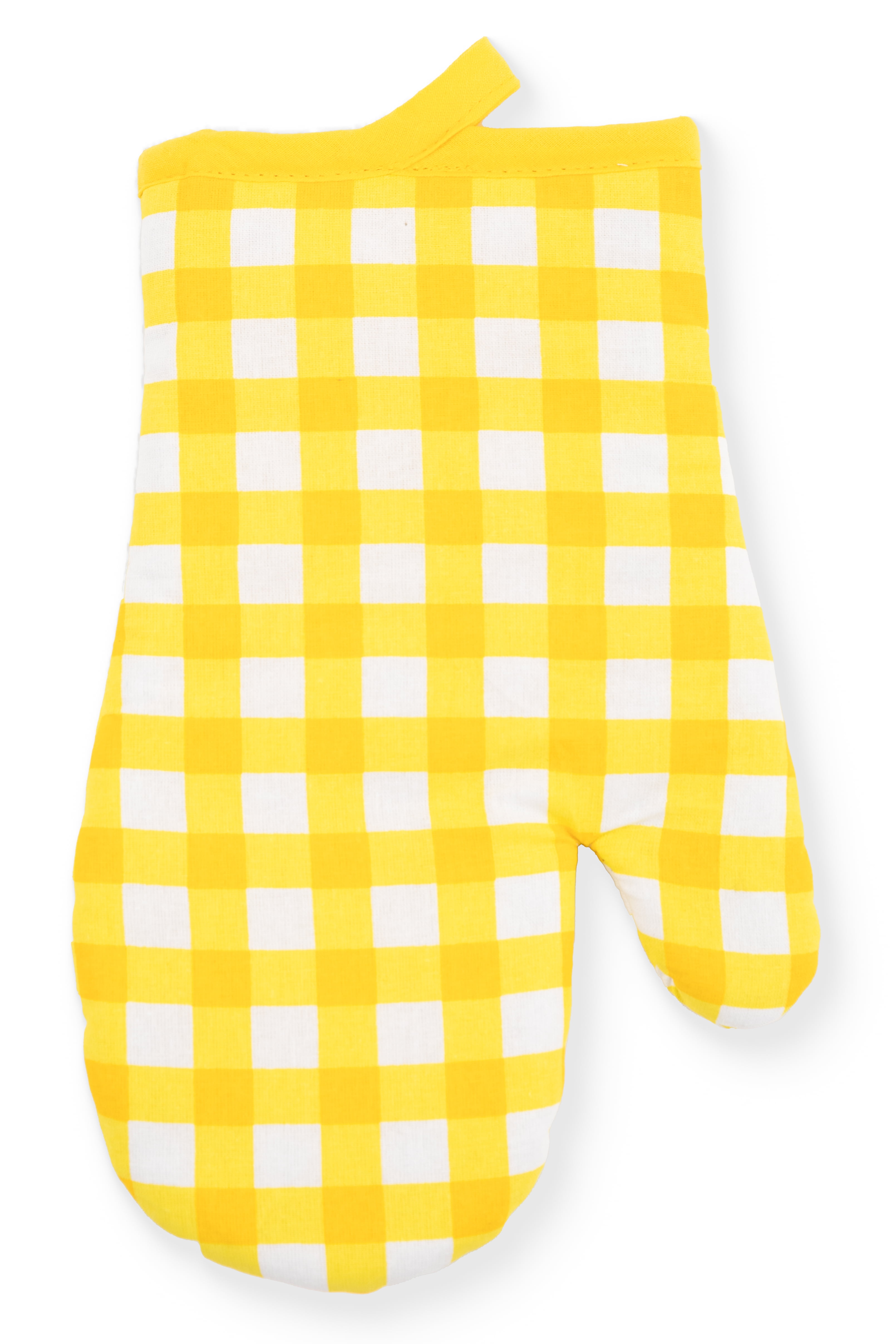 Mainstays Yellow Gingham Cotton Oven Mitt - Practical, Affordable ...
