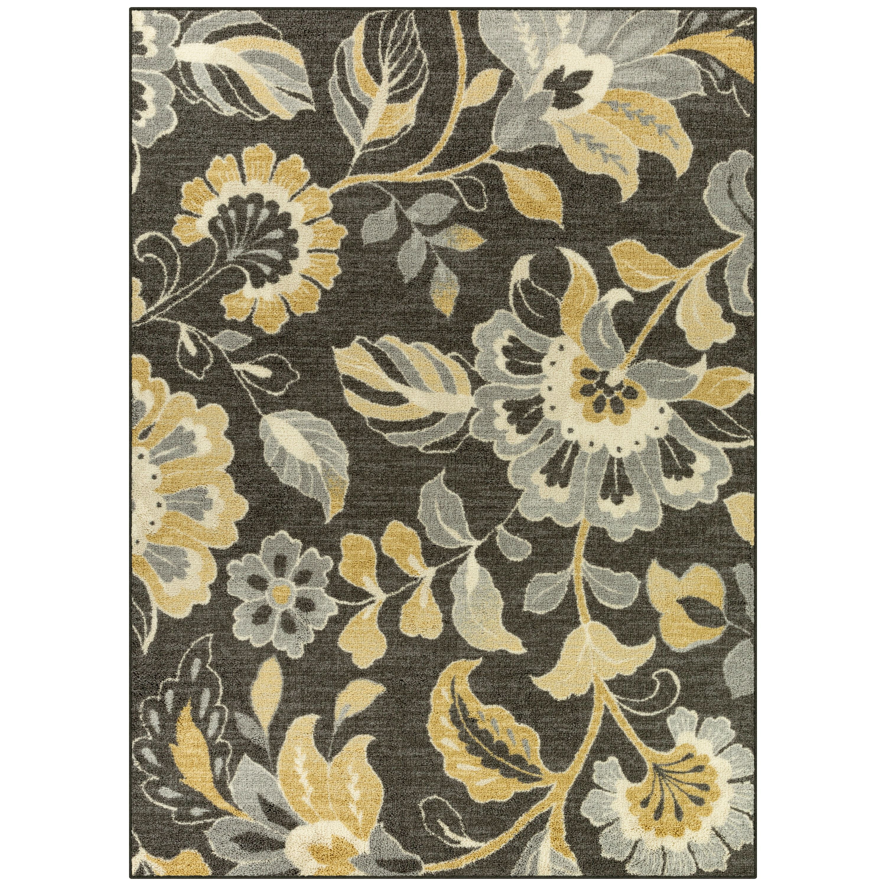 Mainstays Oversized Floral Loop Print Area Rug, Gray,Yellow, 5'x7 ...