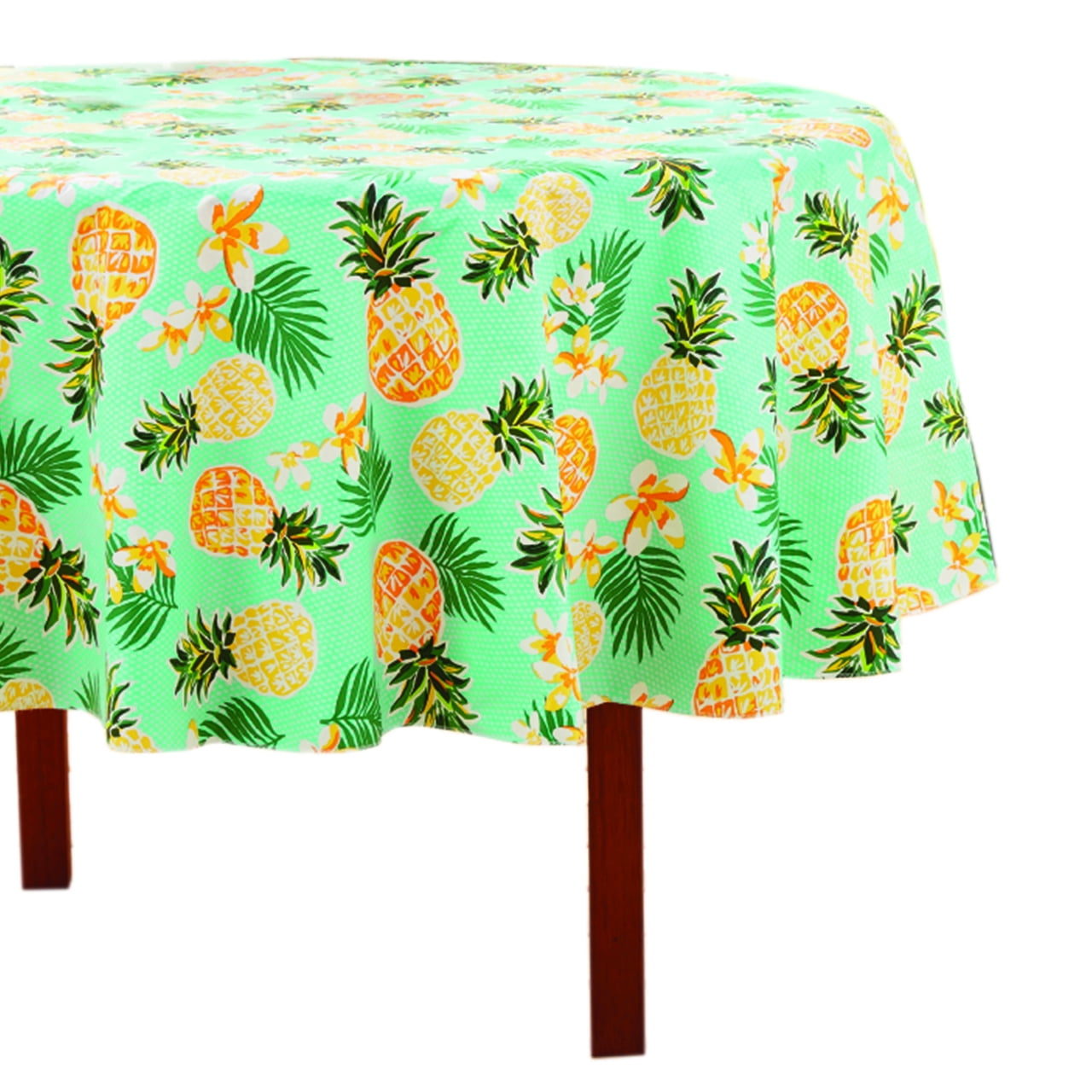 Mainstays PEVA 70" Round Summer Pineapple Tablecloth - Walmart Business ...