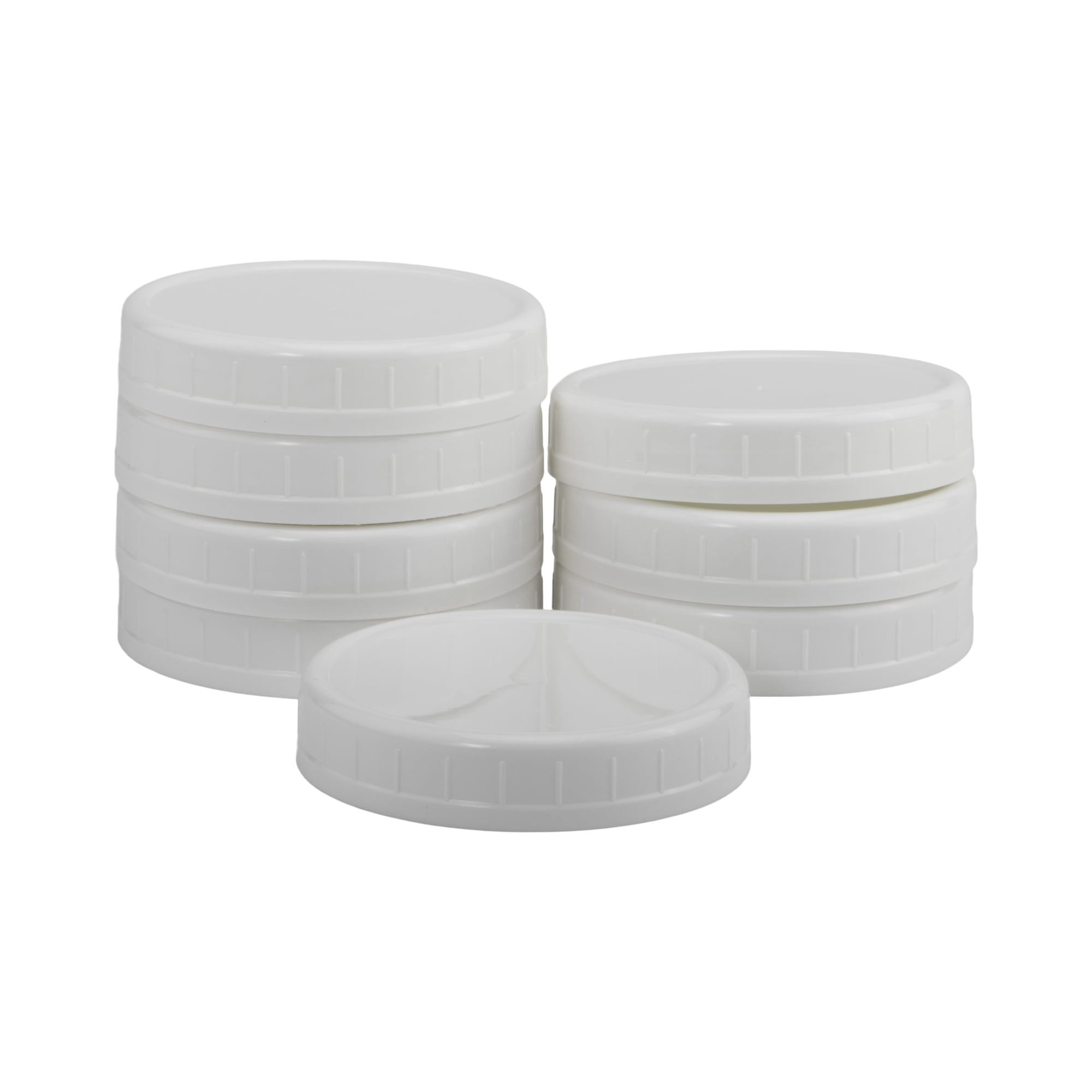 Mainstays Plastic Wide Mouth Mason Jar Lids Pack of 8 White Canning ...