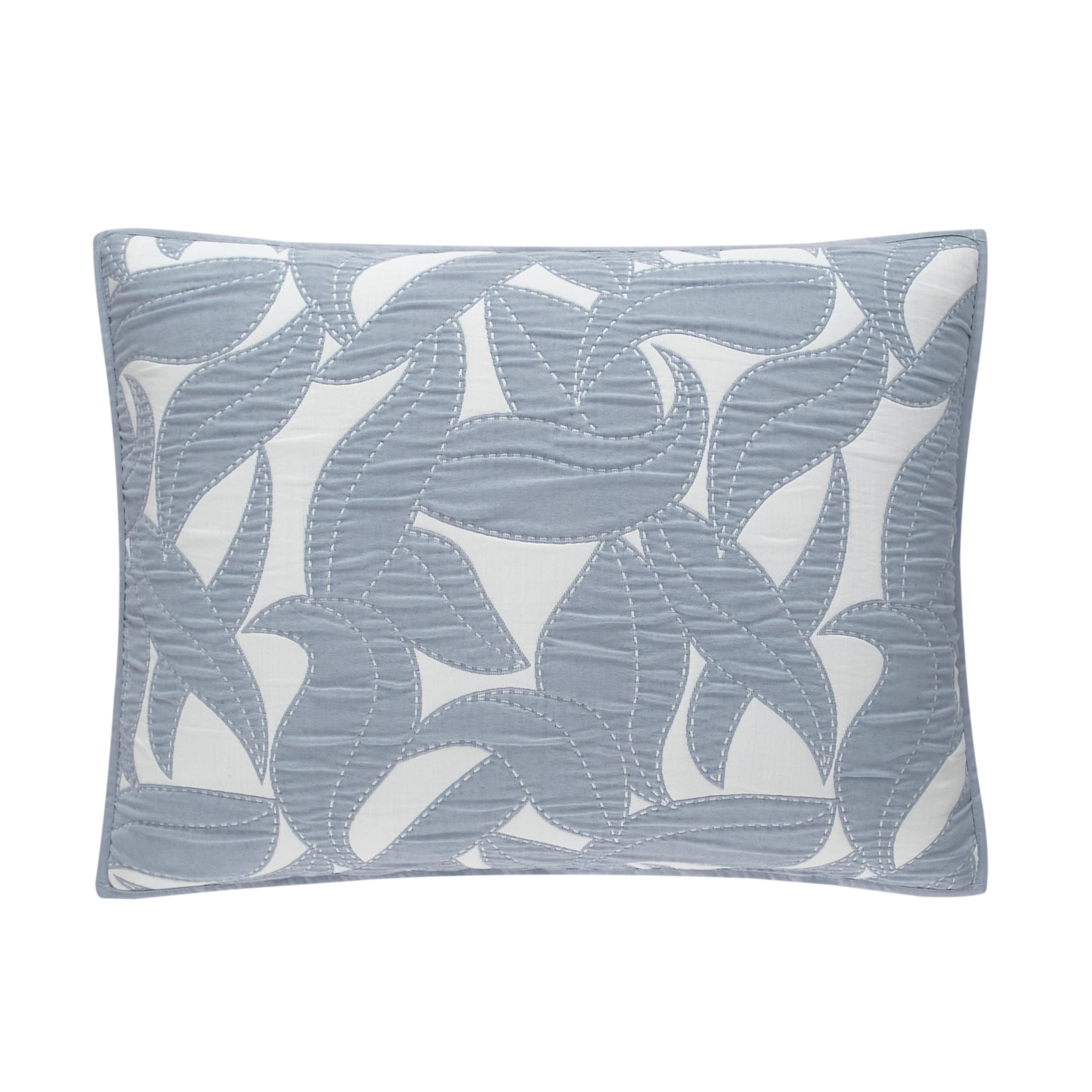 Mainstays Iris Leaf Stitched Pillow Sham, King, Light Blue, 1 Pack ...