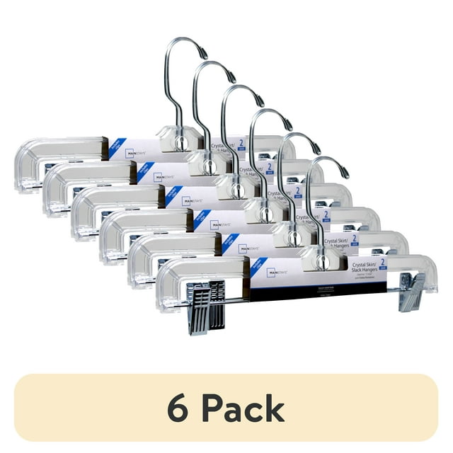 (6 pack) Mainstays Pant & Skirt Hanger, 2 Pack, Crystal Clear Plastic ...