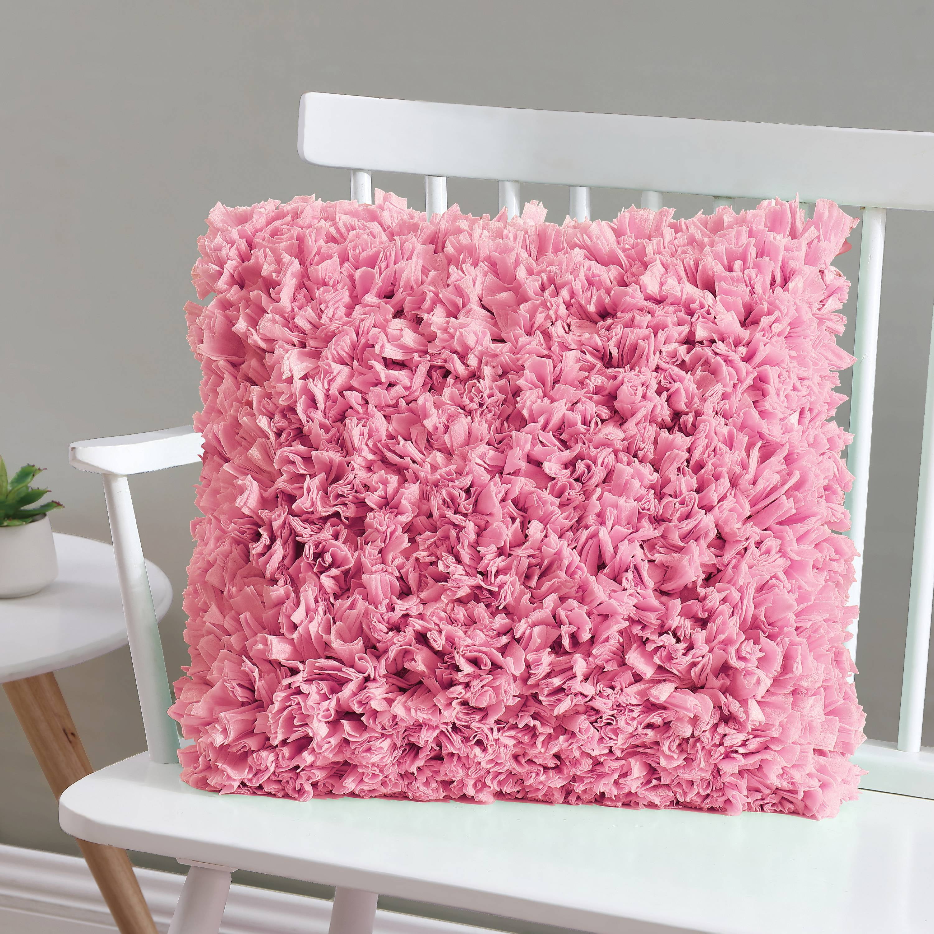 Mainstays Paper Shag Decorative Throw Pillow, 17 x 17, Blush - Walmart.com