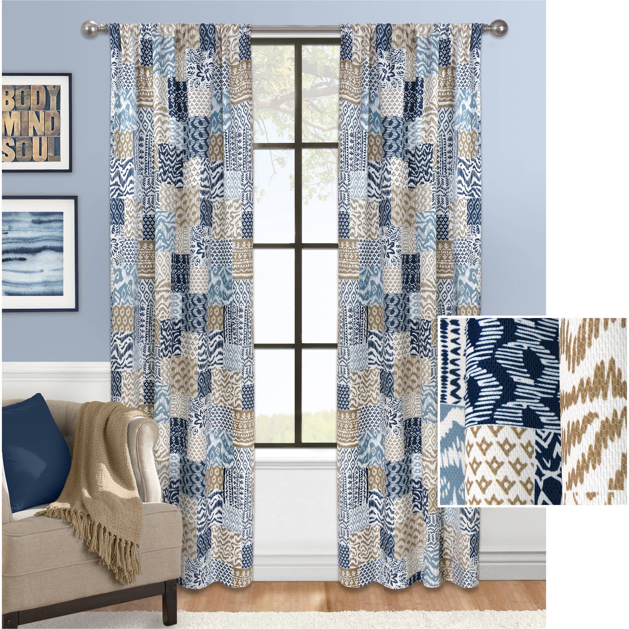 Mainstays Patchwork Fashion Window Curtain - Walmart.com