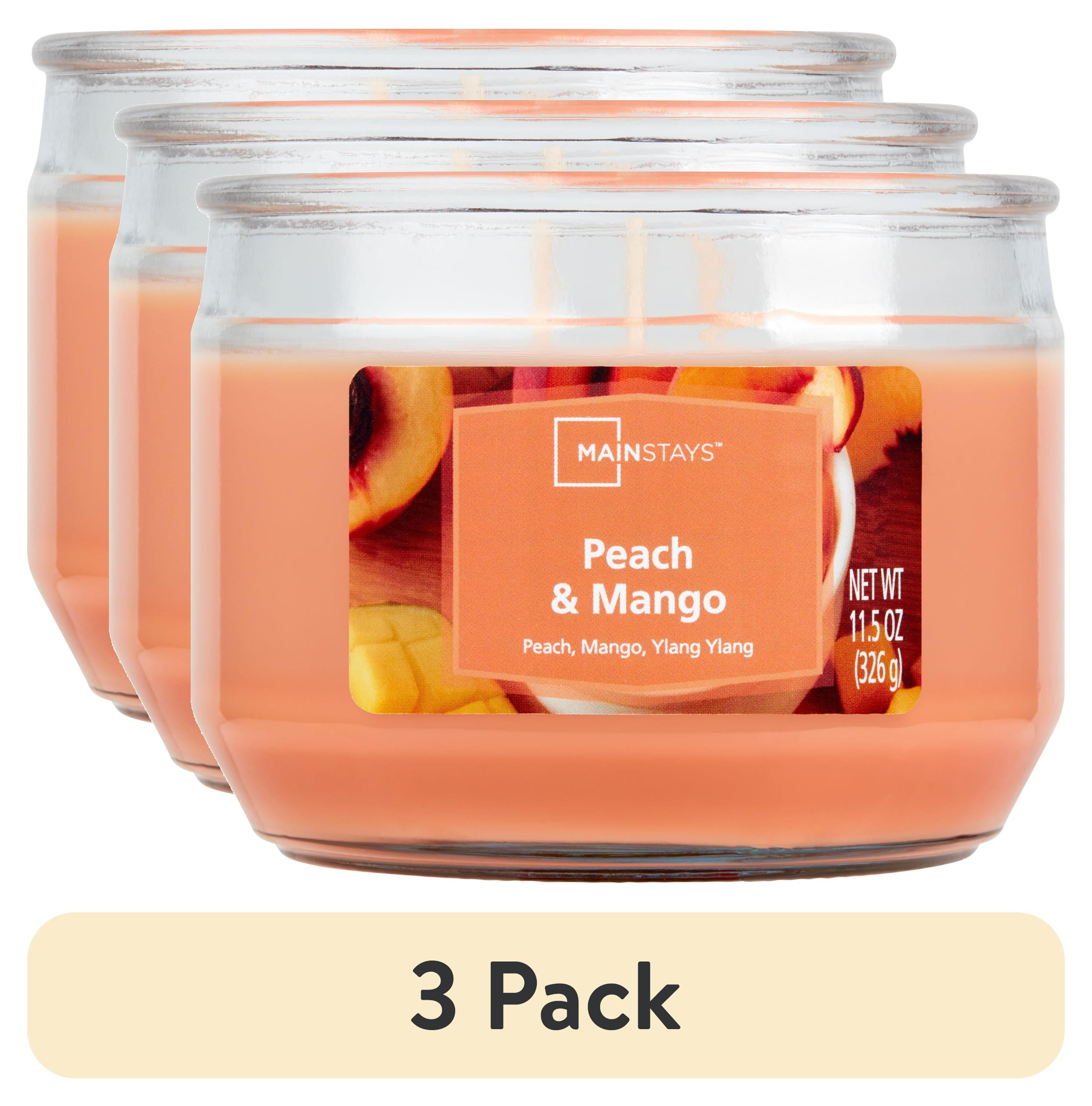 (3 pack) Mainstays Peach & Mango Scented 3 Wick Candle, 11.5 oz ...