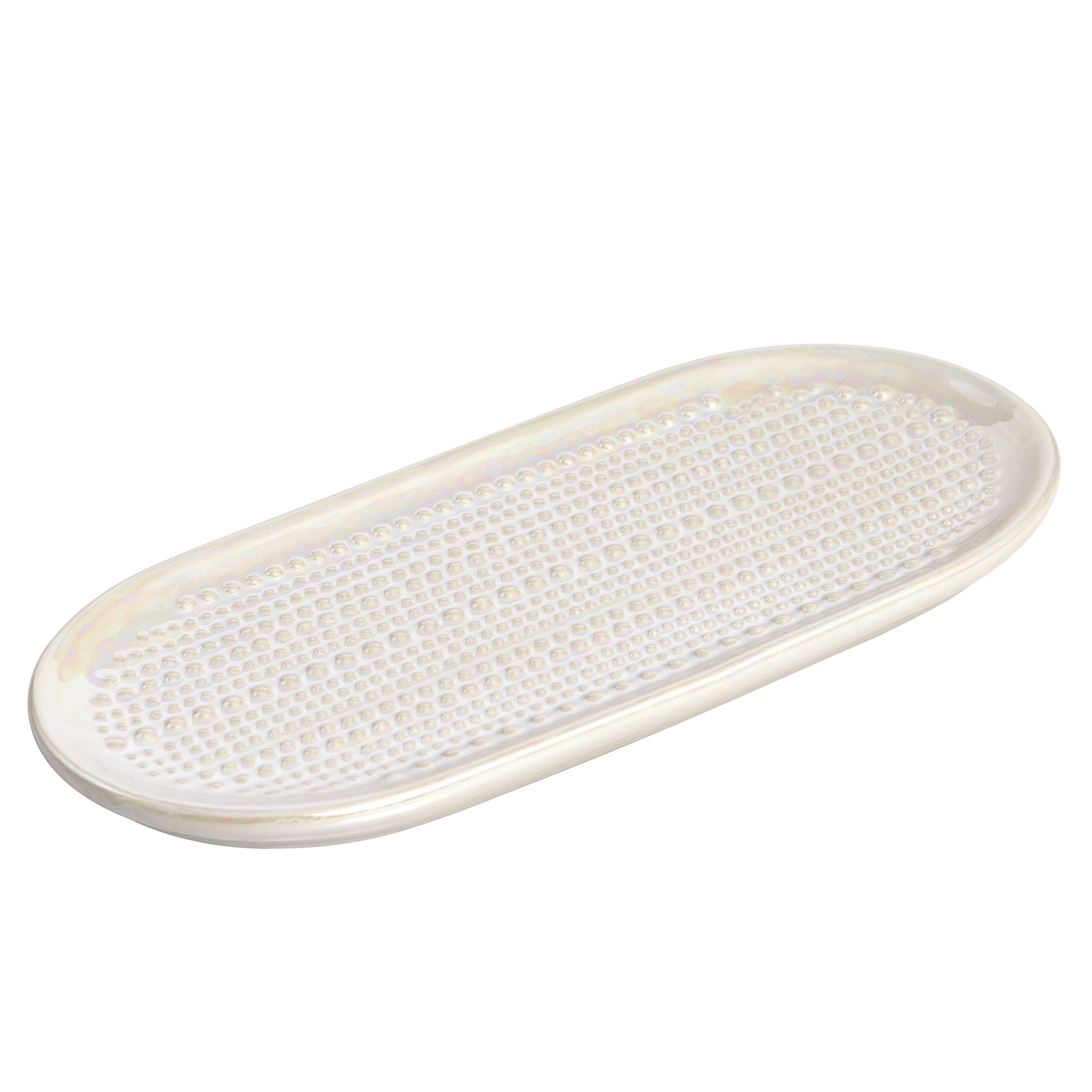 Mainstays Pearlescent Tray, Embossed Ceramic with Iridescent Finish, 8 ...