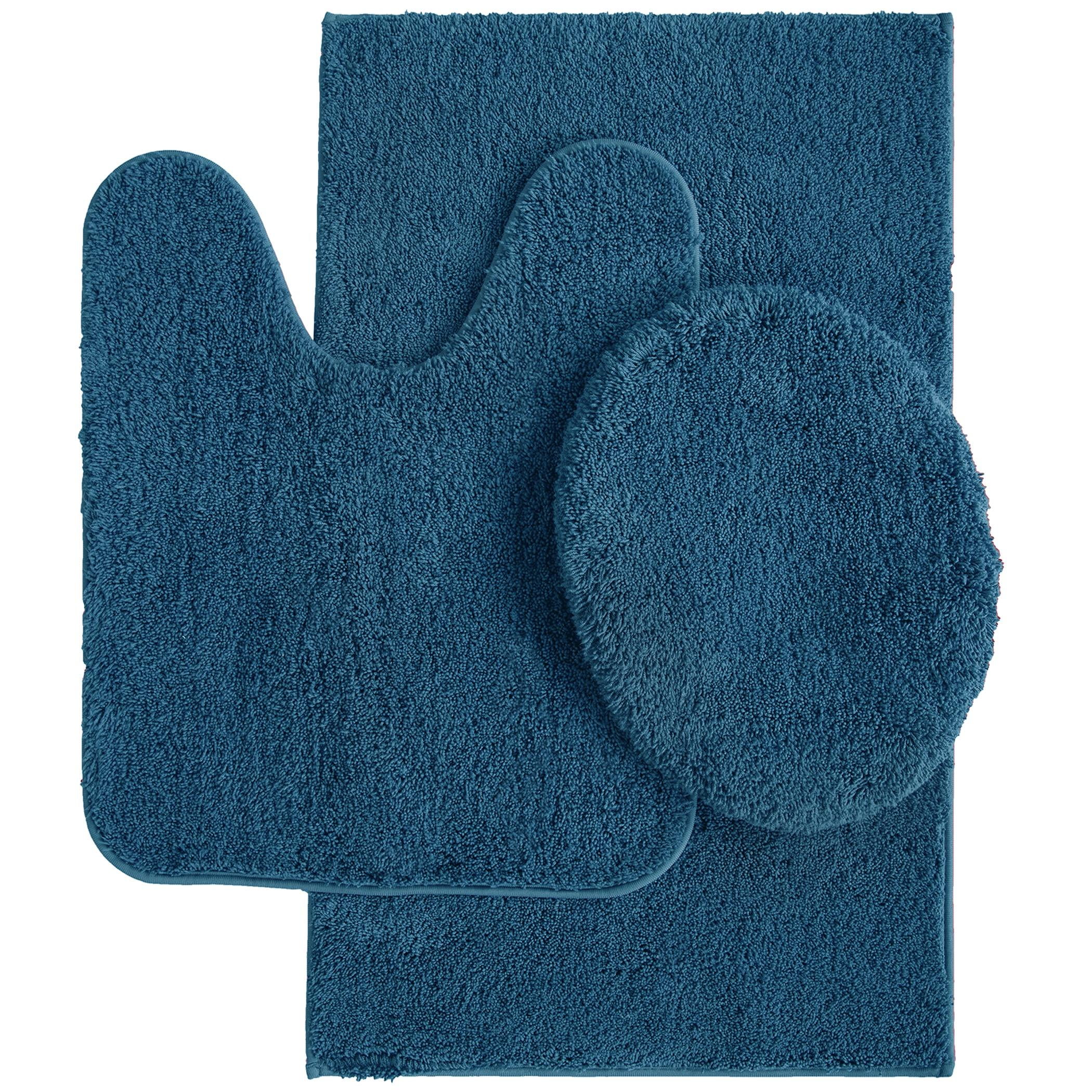 Mainstays 3 Pc Recycled Polyester Bath Rug Set, Cool Water, Soft, Non ...