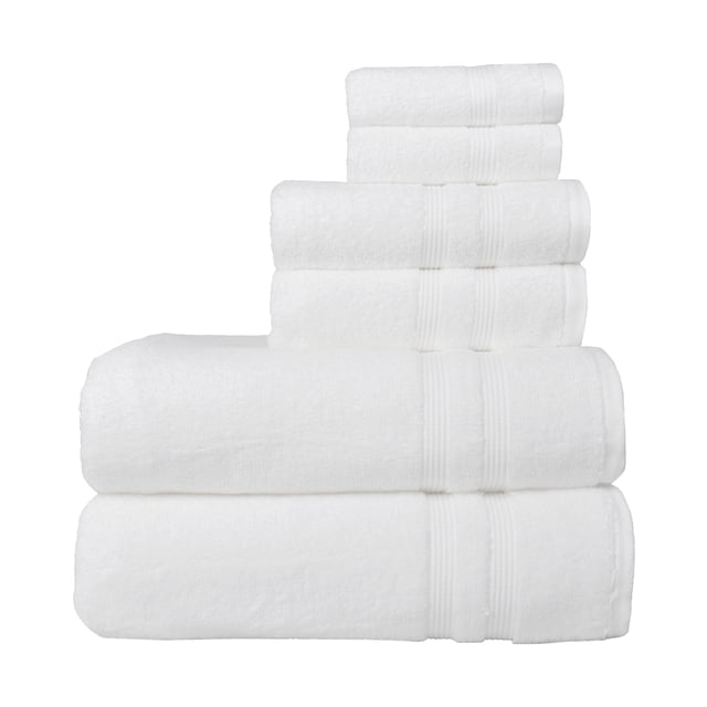 Mainstays Performance Solid 6-Piece Bath Towel Set - Arctic White ...