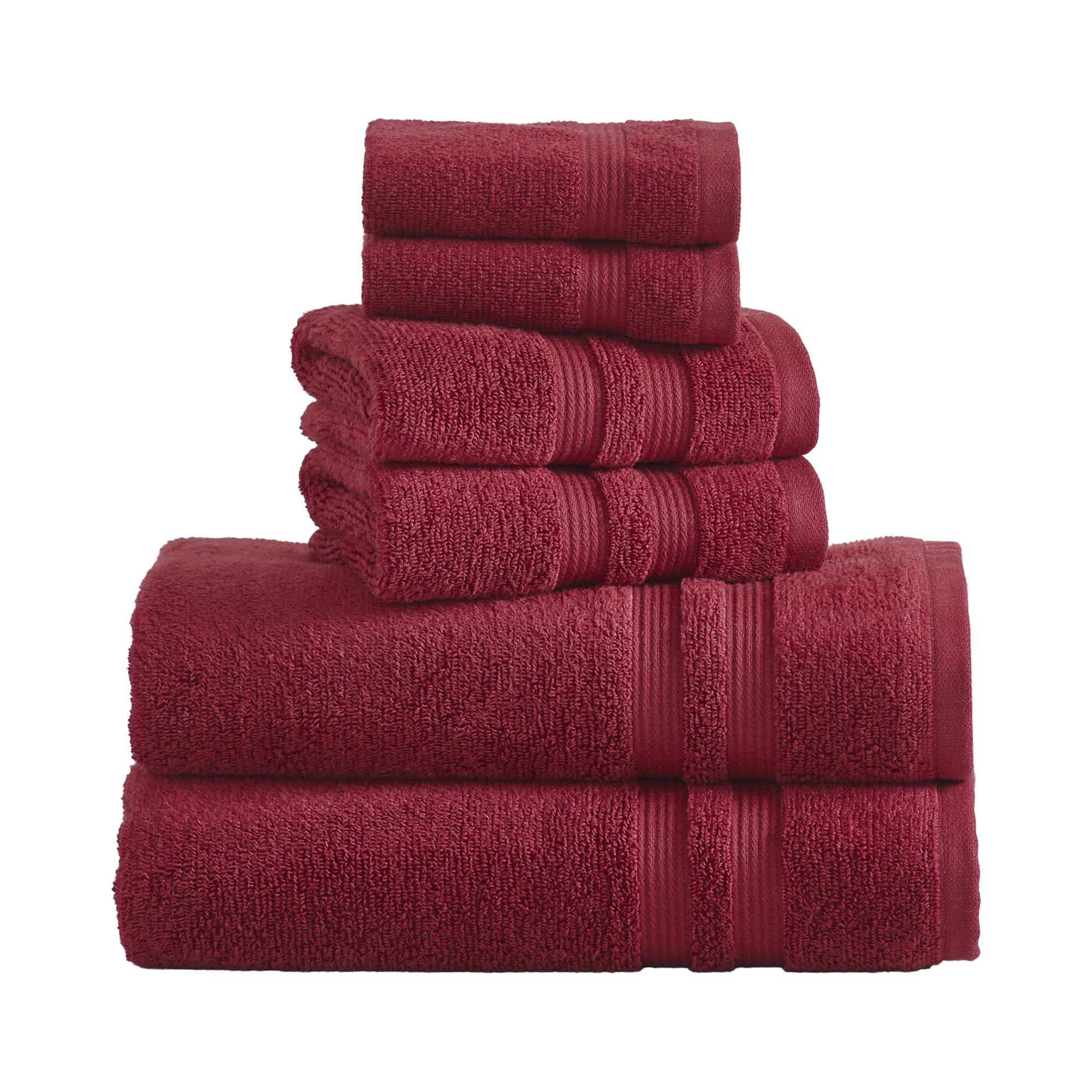 Mainstays Performance Solid 6-Piece Bath Towel Set, Red - Walmart.com