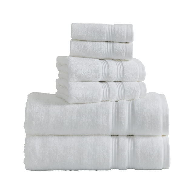 Mainstays Performance Solid 6-Piece Bath Towel Set, White - Walmart.com