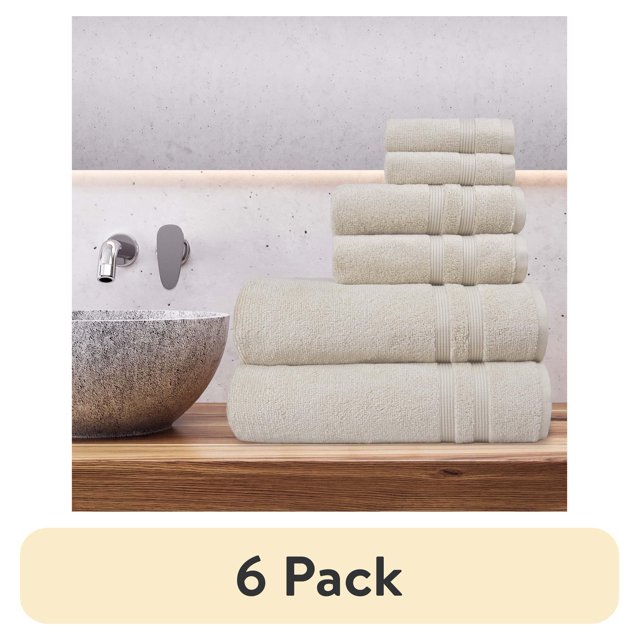 (6 pack) Mainstays Performance Solid 6 Piece Towel Set, Beige - Walmart.com