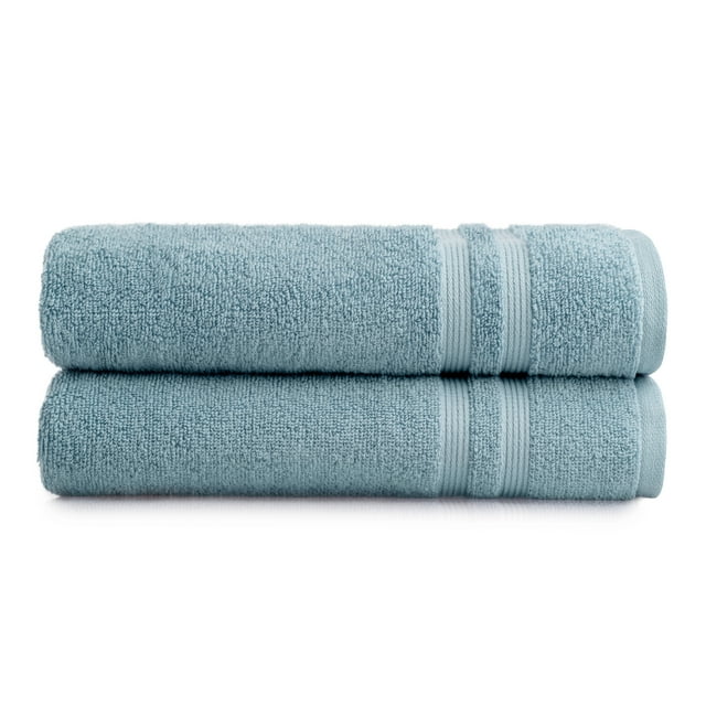Mainstays Performance Solid Bath Sheet 2-Piece Set, Blue Linen ...