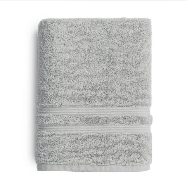 Mainstays Performance Solid Bath Towel, 30" x 54", Soft Silver ...