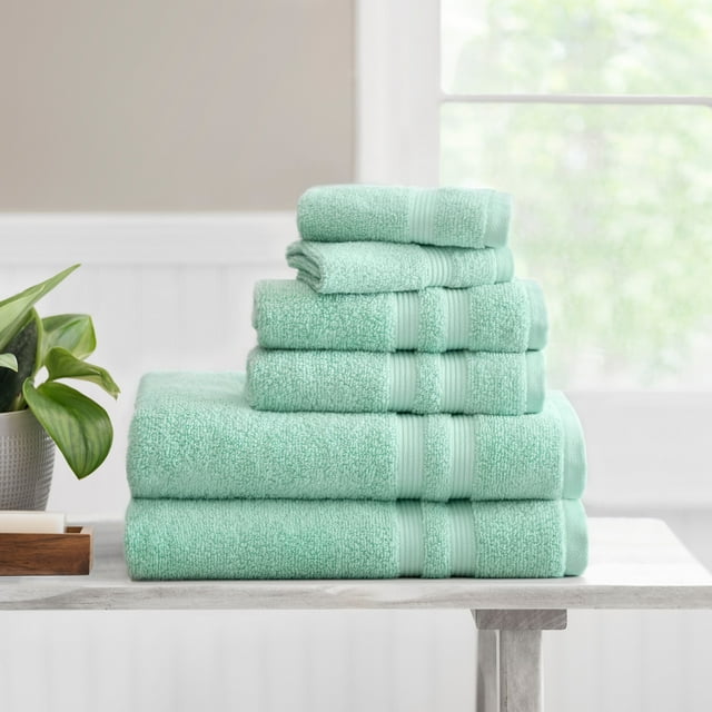 Mainstays Performance Solid Bath Towel 6-Piece Set, Mint - Walmart.com