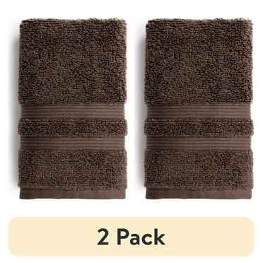 (2 pack) Mainstays Performance Textured Hand Towel, 16" x 26", Brown ...