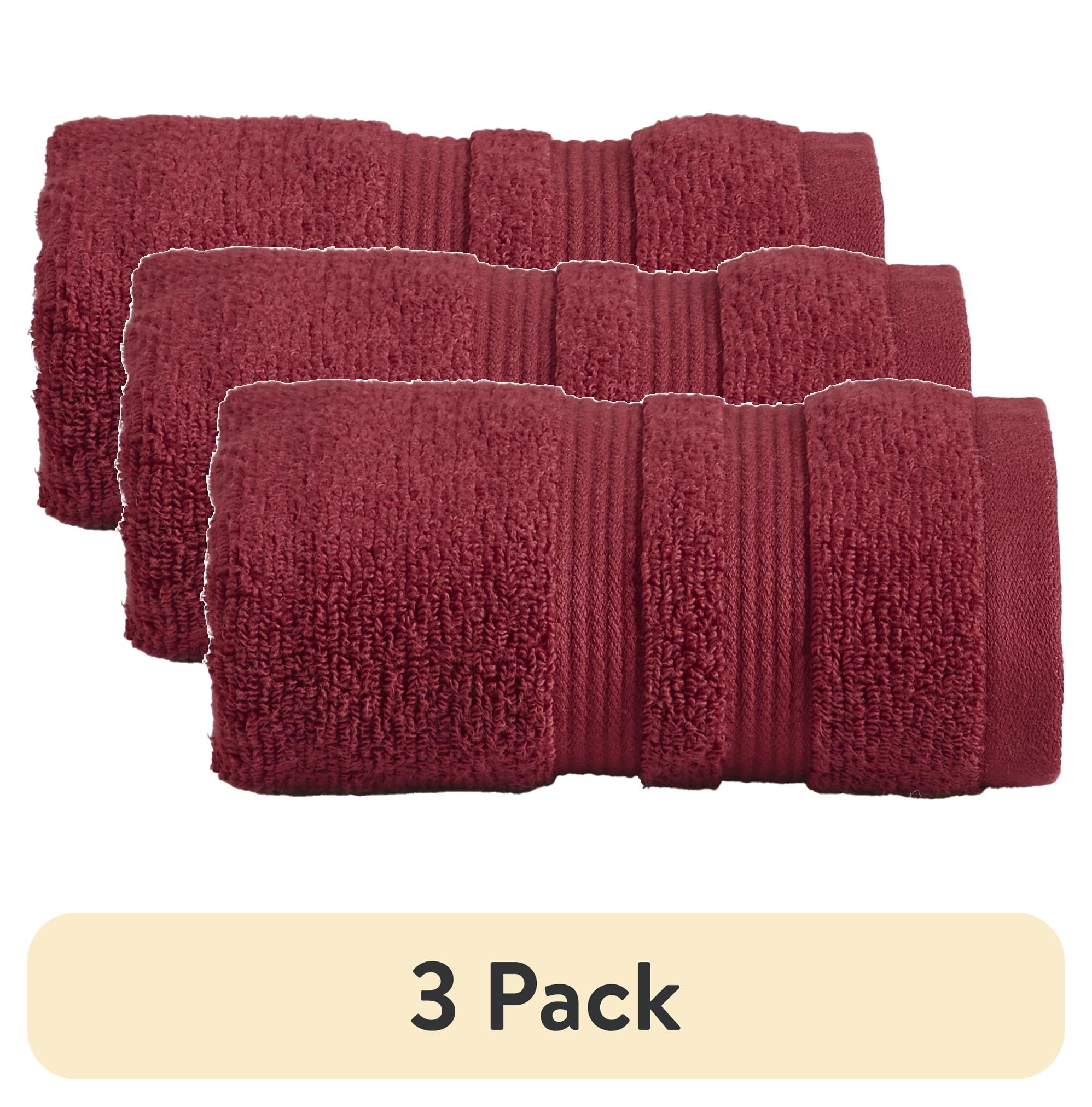 (3 pack) Mainstays Performance Solid Washcloth, 12" x 12", Crimson Red ...