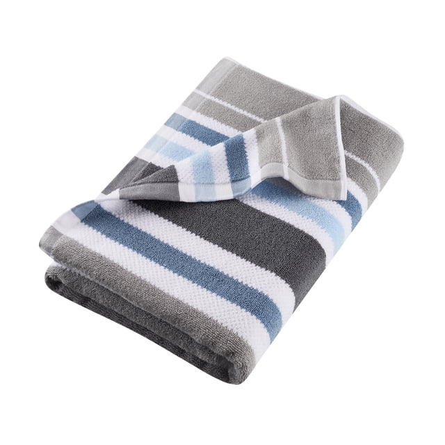 Mainstays Performance Striped Textured Bath Sheet, 30" x 62", Soft ...