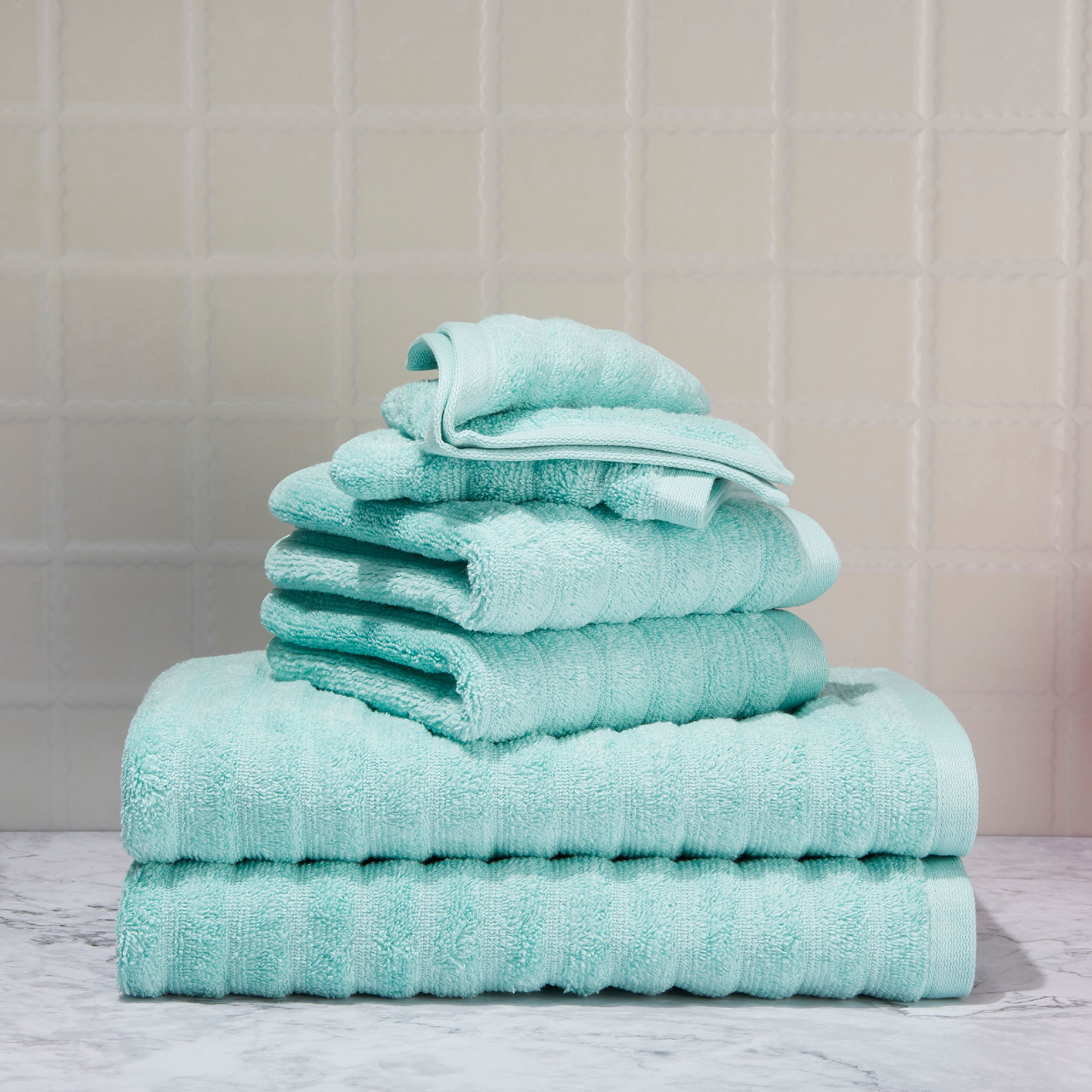 Mainstays Performance Textured 6-Piece Bath Towel Set - Classic Mint ...