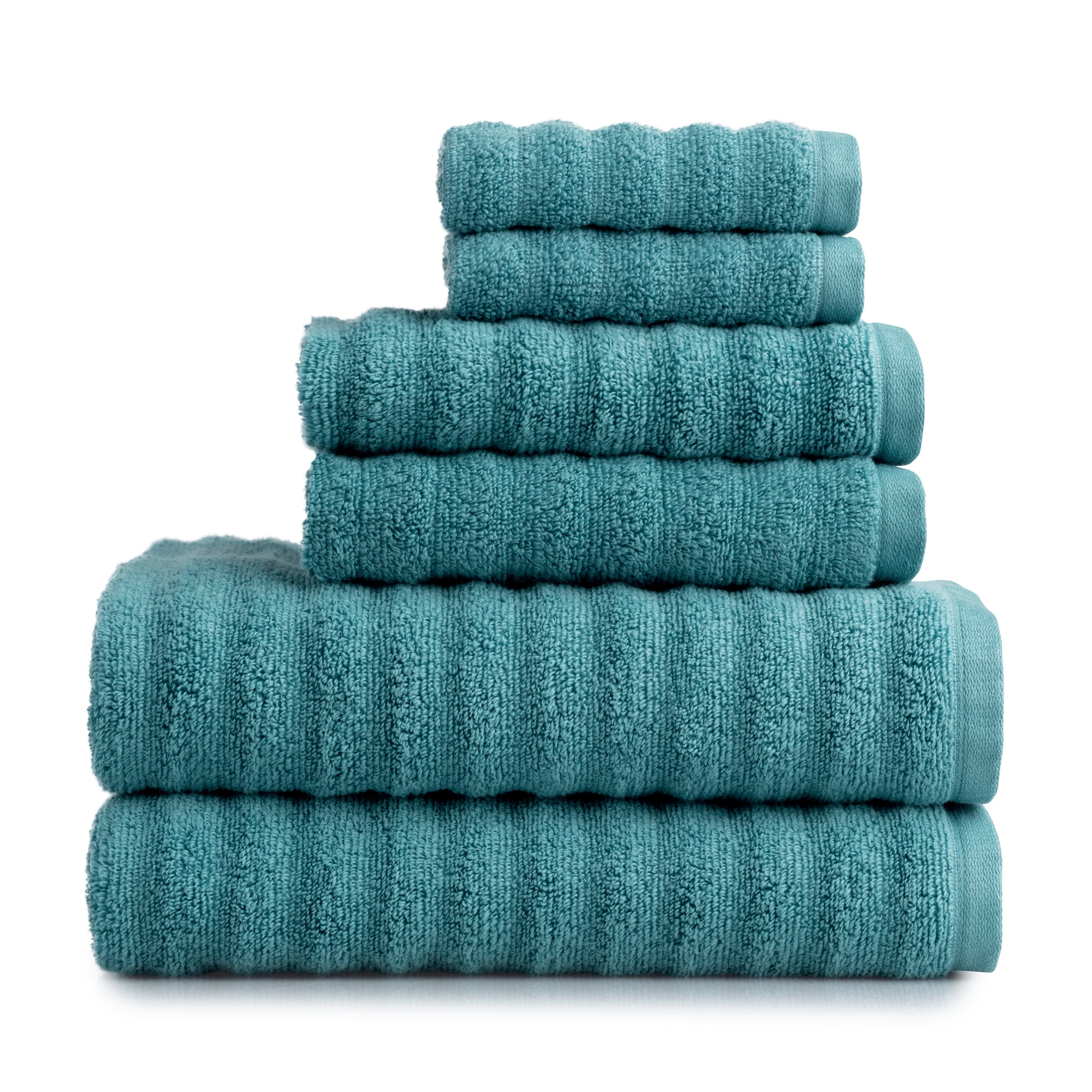 Mainstays Performance Textured Bath Towel Set, 6-Piece, Absorbent ...