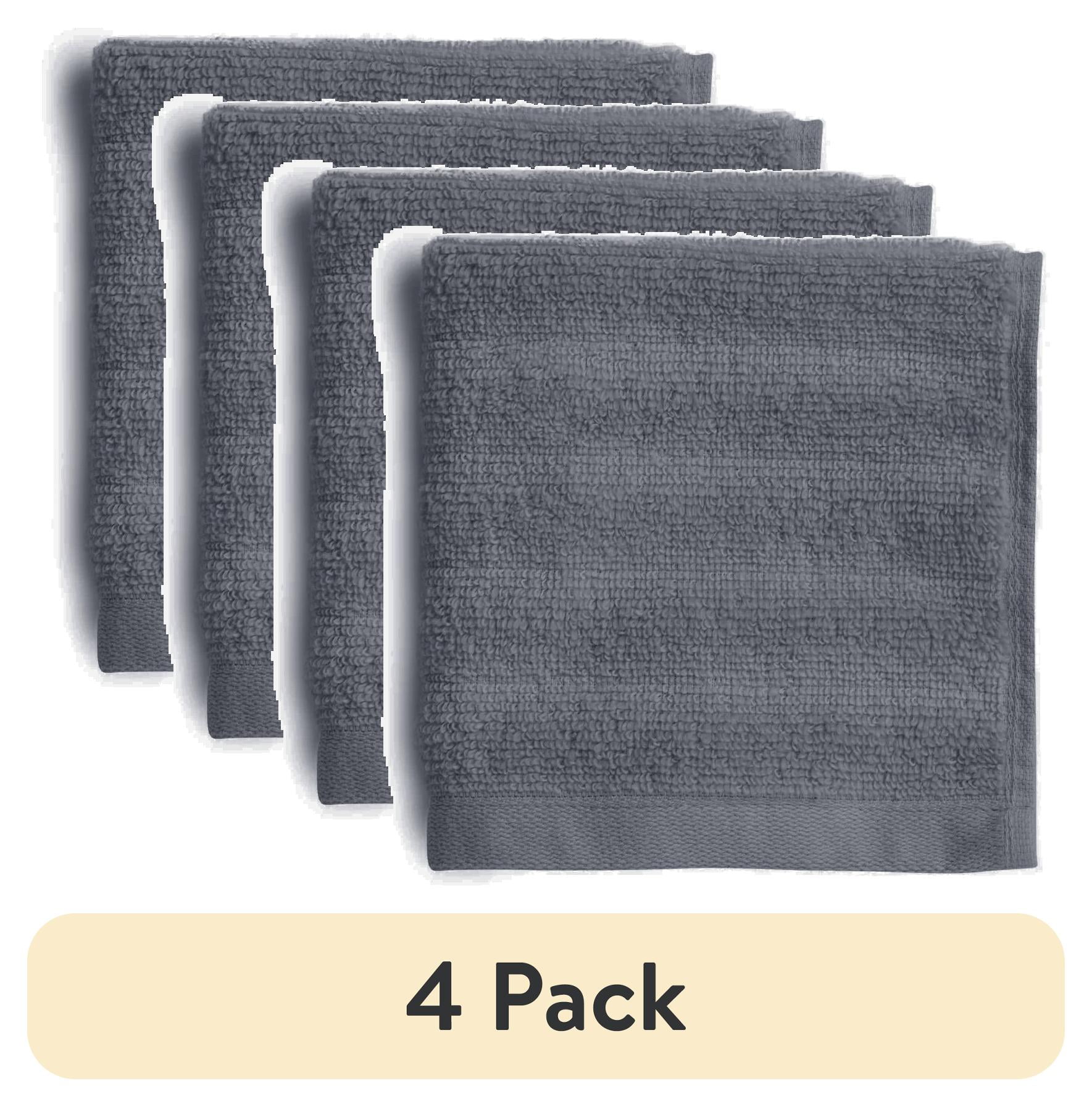 (4 pack) Mainstays Performance Textured Washcloth, 12" x 12", Grey ...