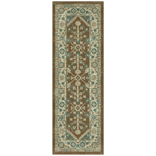 Mainstays Persian Loop Print Brown Blue Indoor Runner Rug 2' x 6 ...