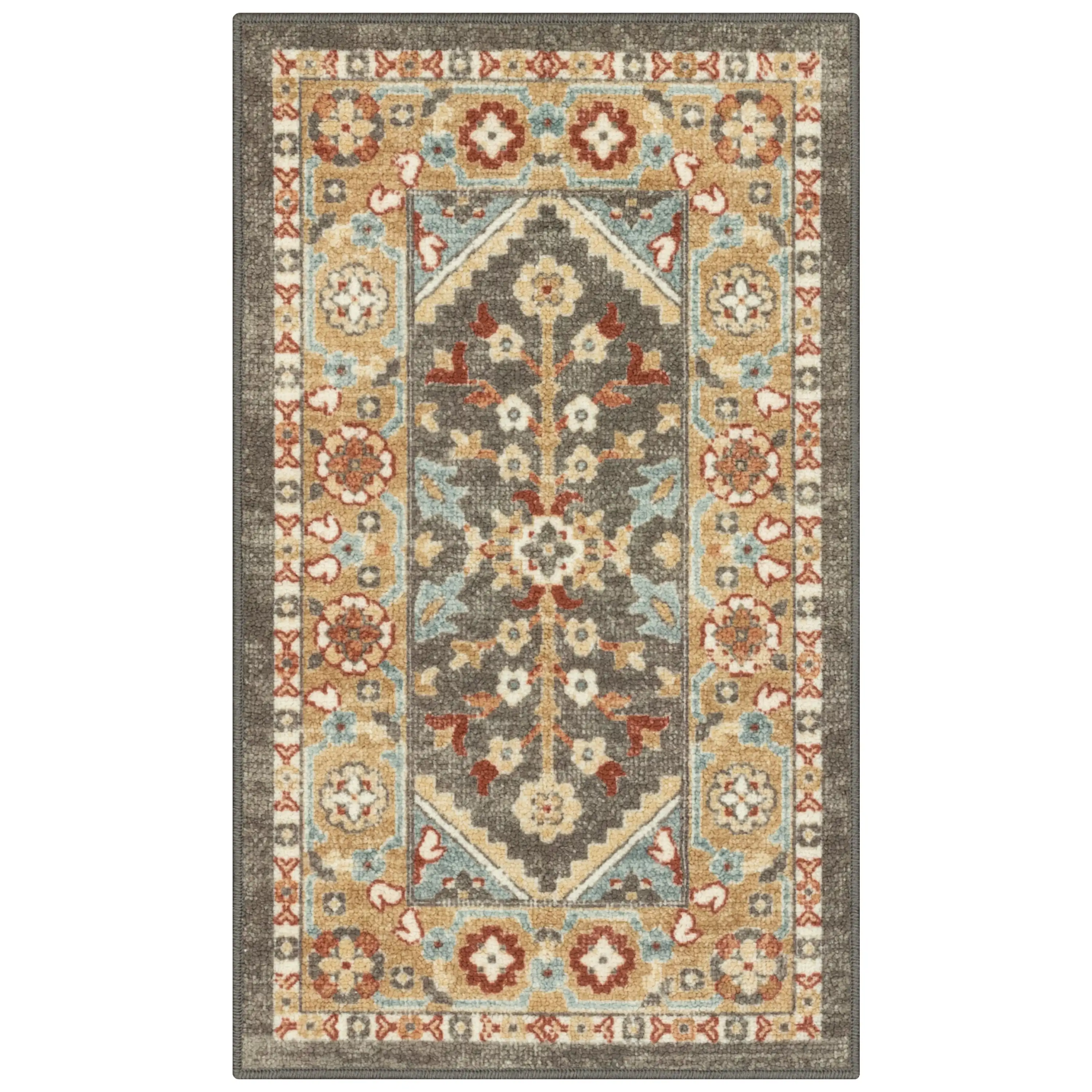 Mainstays Persian Border Medallion Loop Print Rust Brown Indoor Accent ...