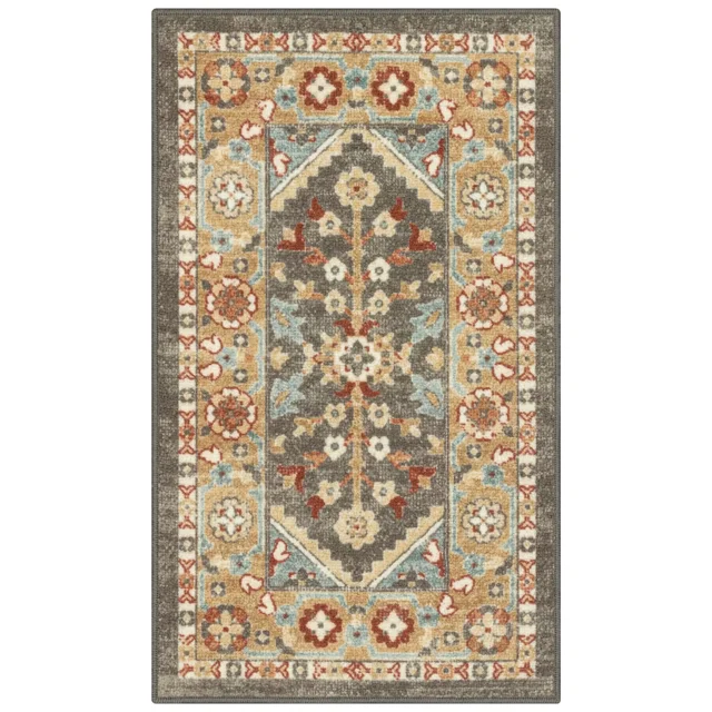 Mainstays Persian Border Medallion Loop Print Rust Brown Indoor Accent ...