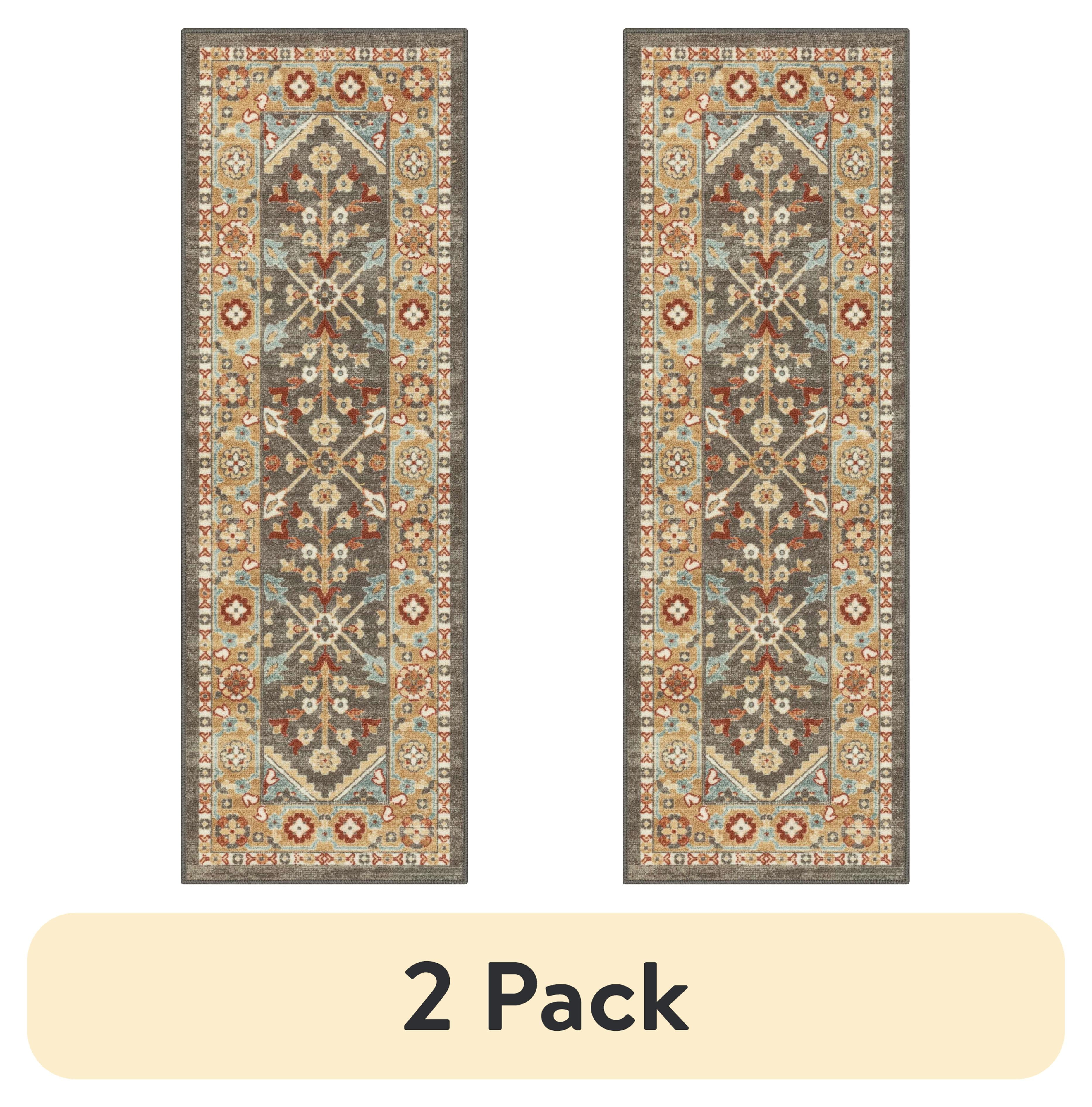(2 pack) Mainstays Persian Medallion Loop Print Rust Brown Indoor ...